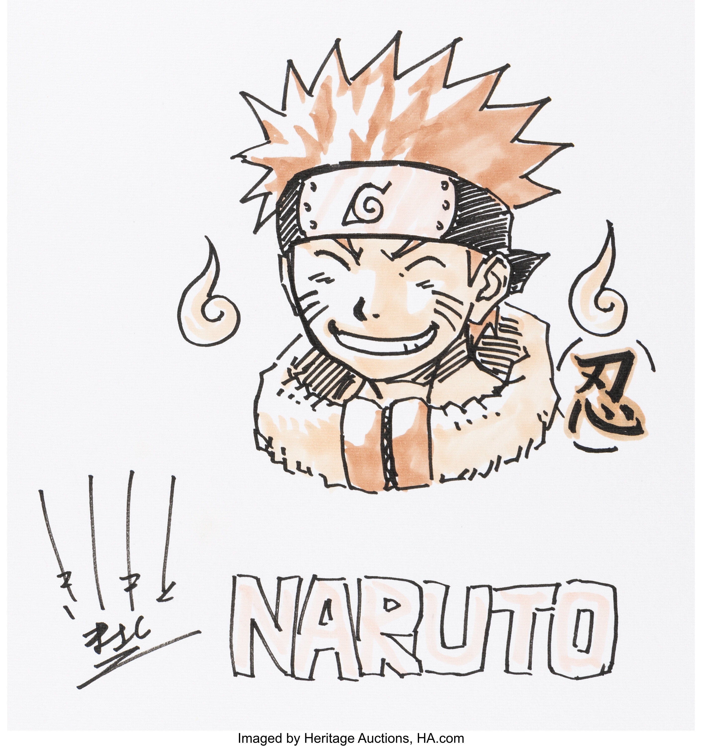 Naruto Original Signed Illustration by Creator Masashi Kishimoto | Lot ...