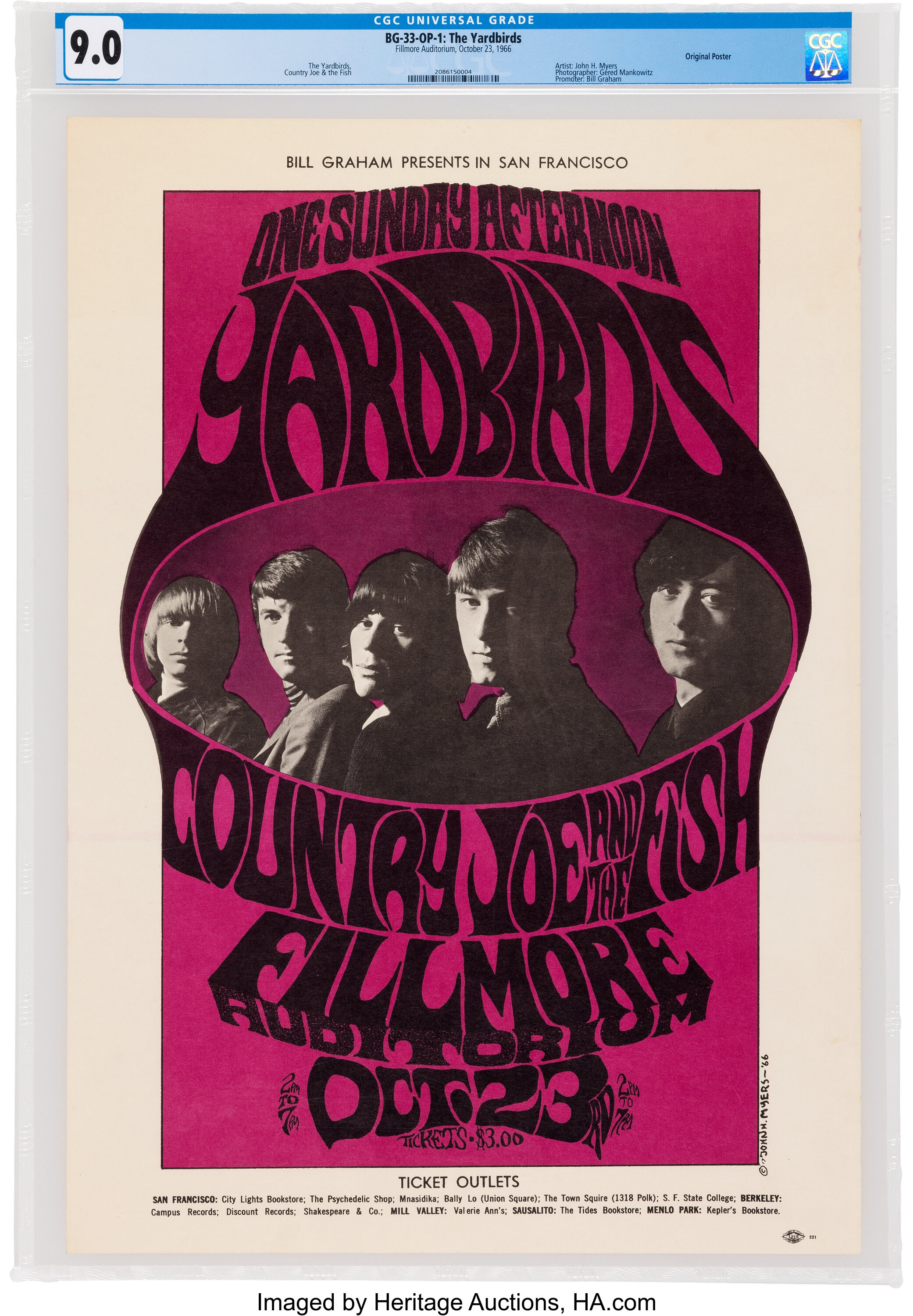 BG-33 The Yardbirds w/Jimmy Page & Jeff Beck 1966 Fillmore | Lot #26298 ...