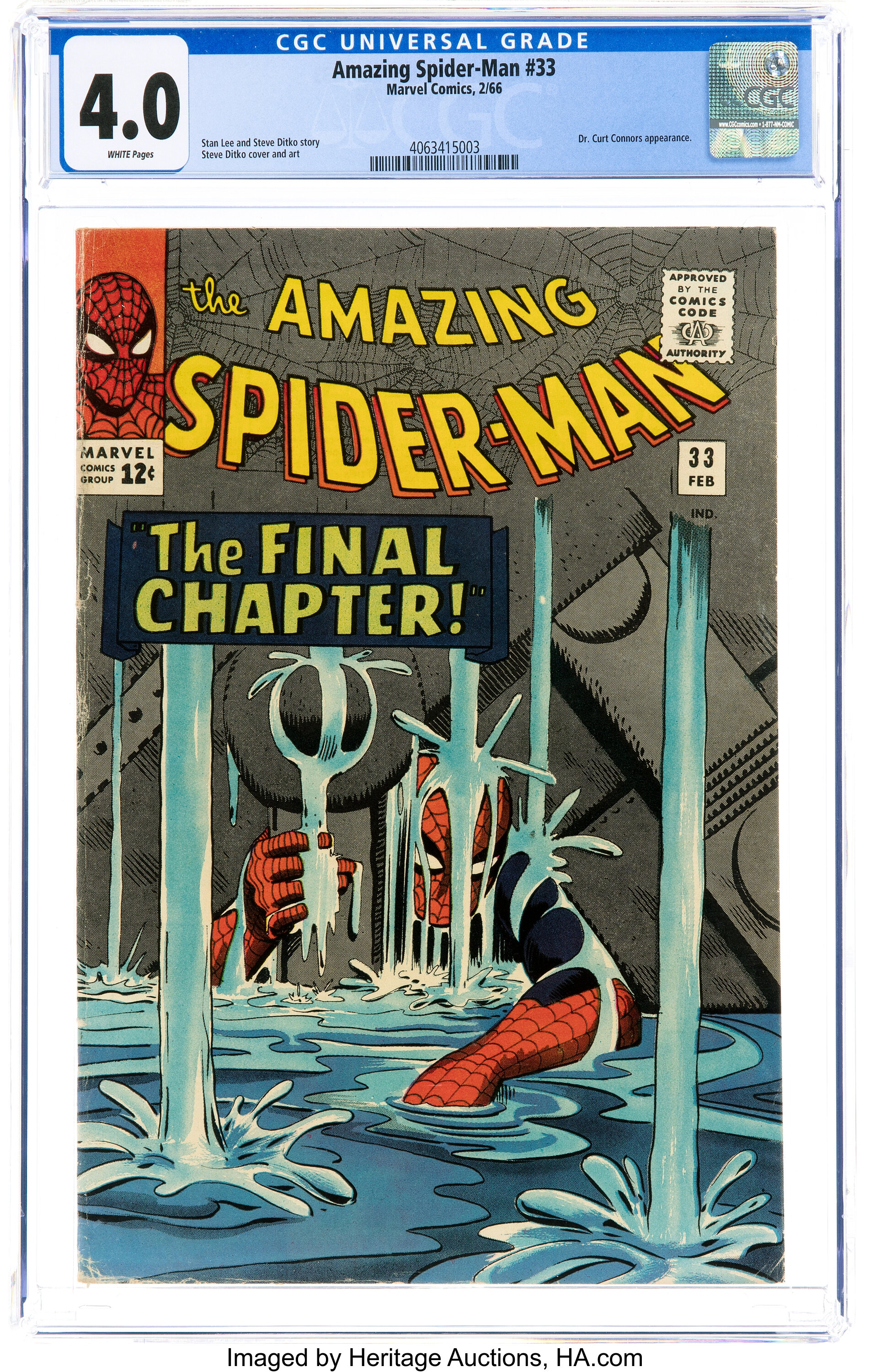 The Amazing Spider-Man #33 (Marvel, 1966) CGC VG 4.0 White | Lot #15463 ...
