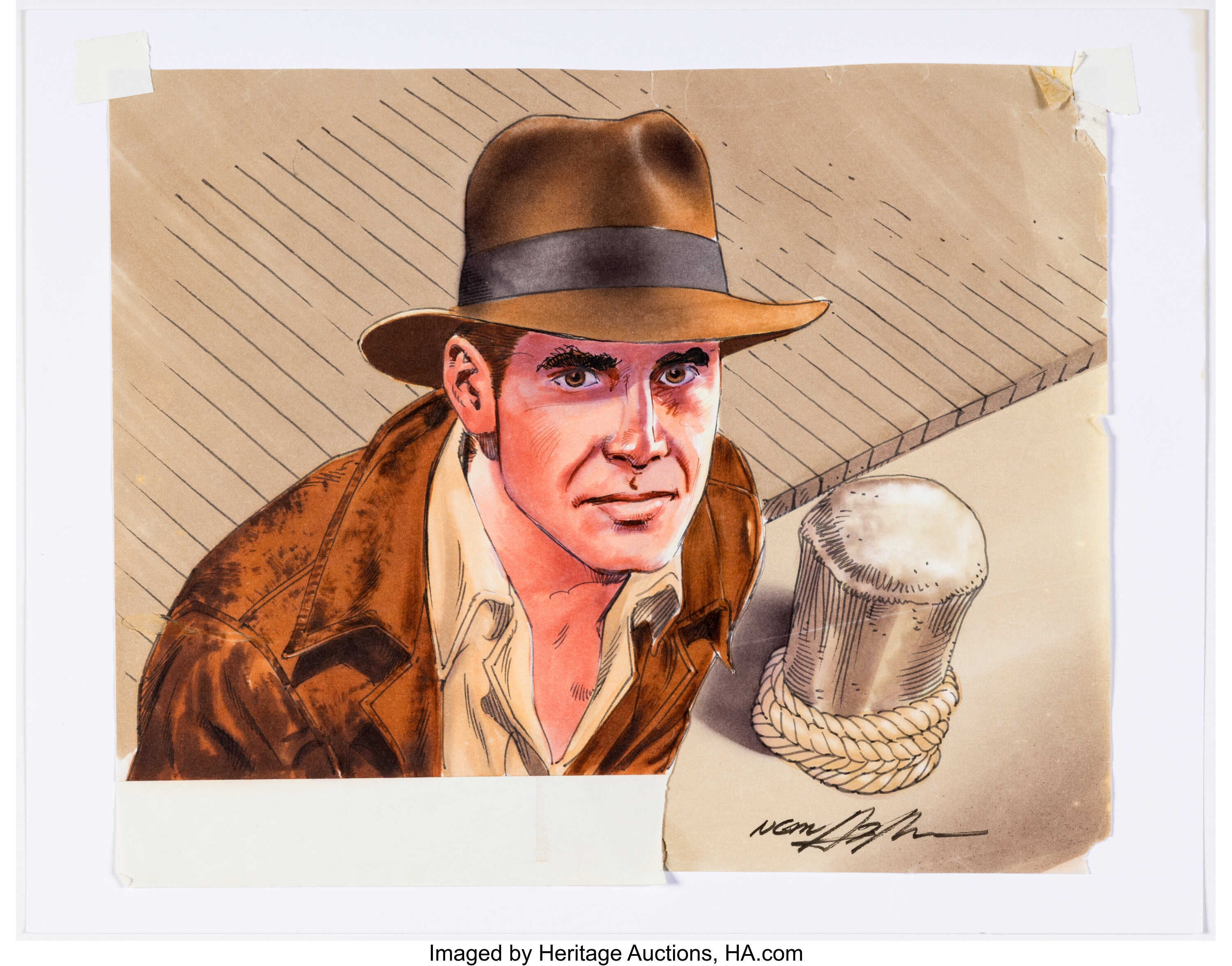 Neal Adams - Indiana Jones Commercial Concept Illustration Original ...