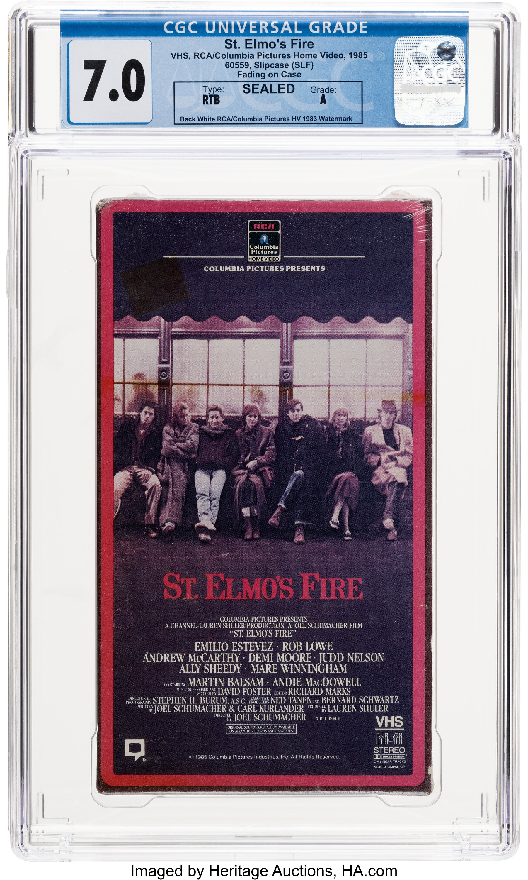 St. Elmo's Fire VHS 1985 - CGC Home Video 7.0 and Seal A, | Lot #20206 ...