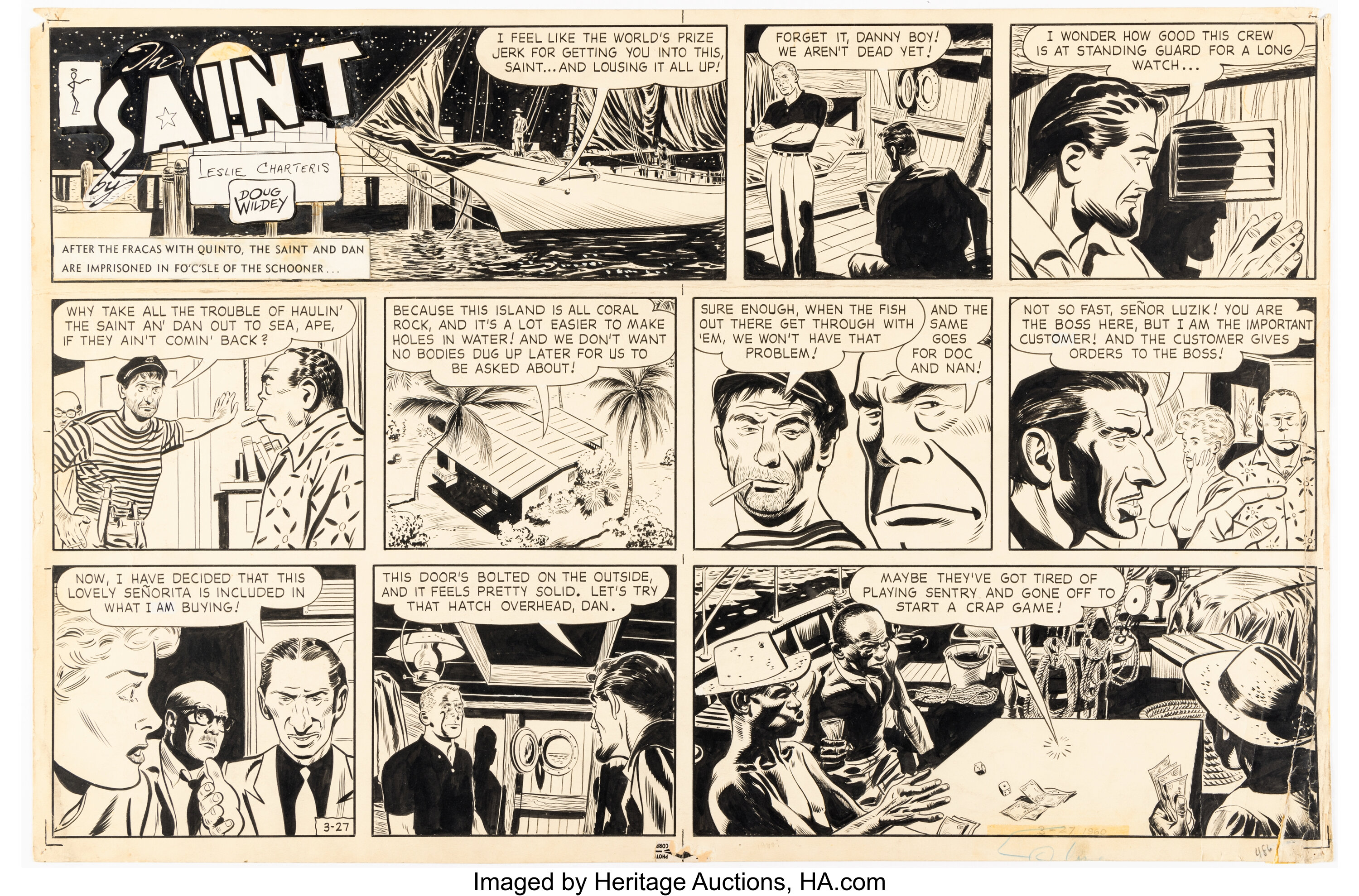 Doug Wildey The Saint Sunday Comic Strip Original Art dated | Lot ...