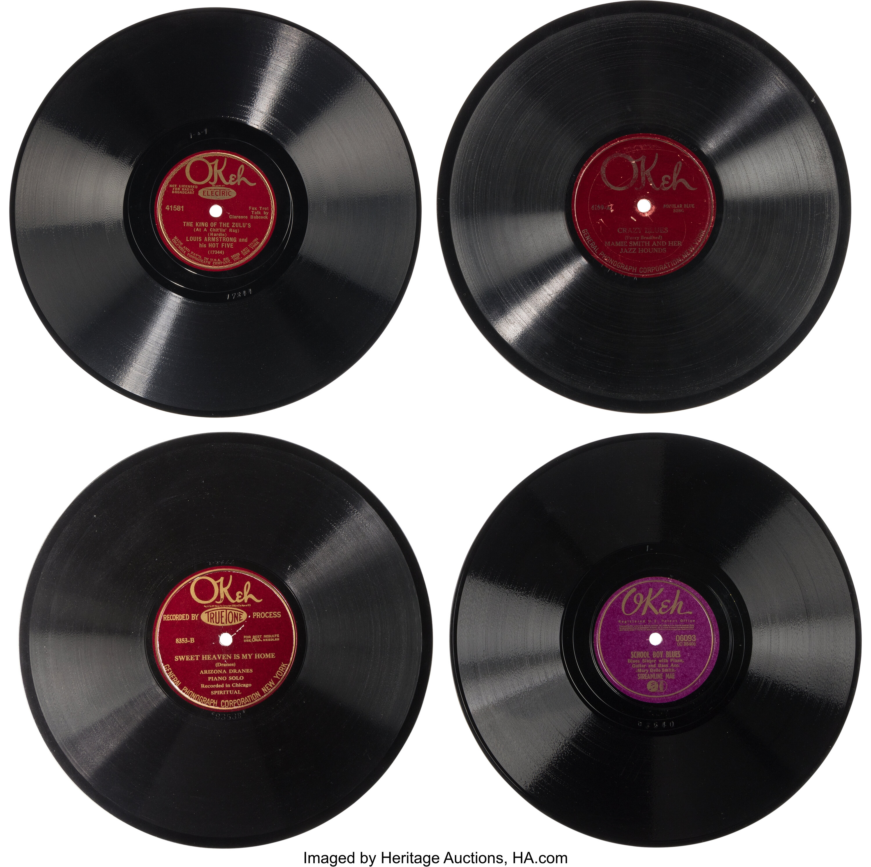 Various Okeh Records Artists Group of (4) 78 Records.... (Total: 4 ...