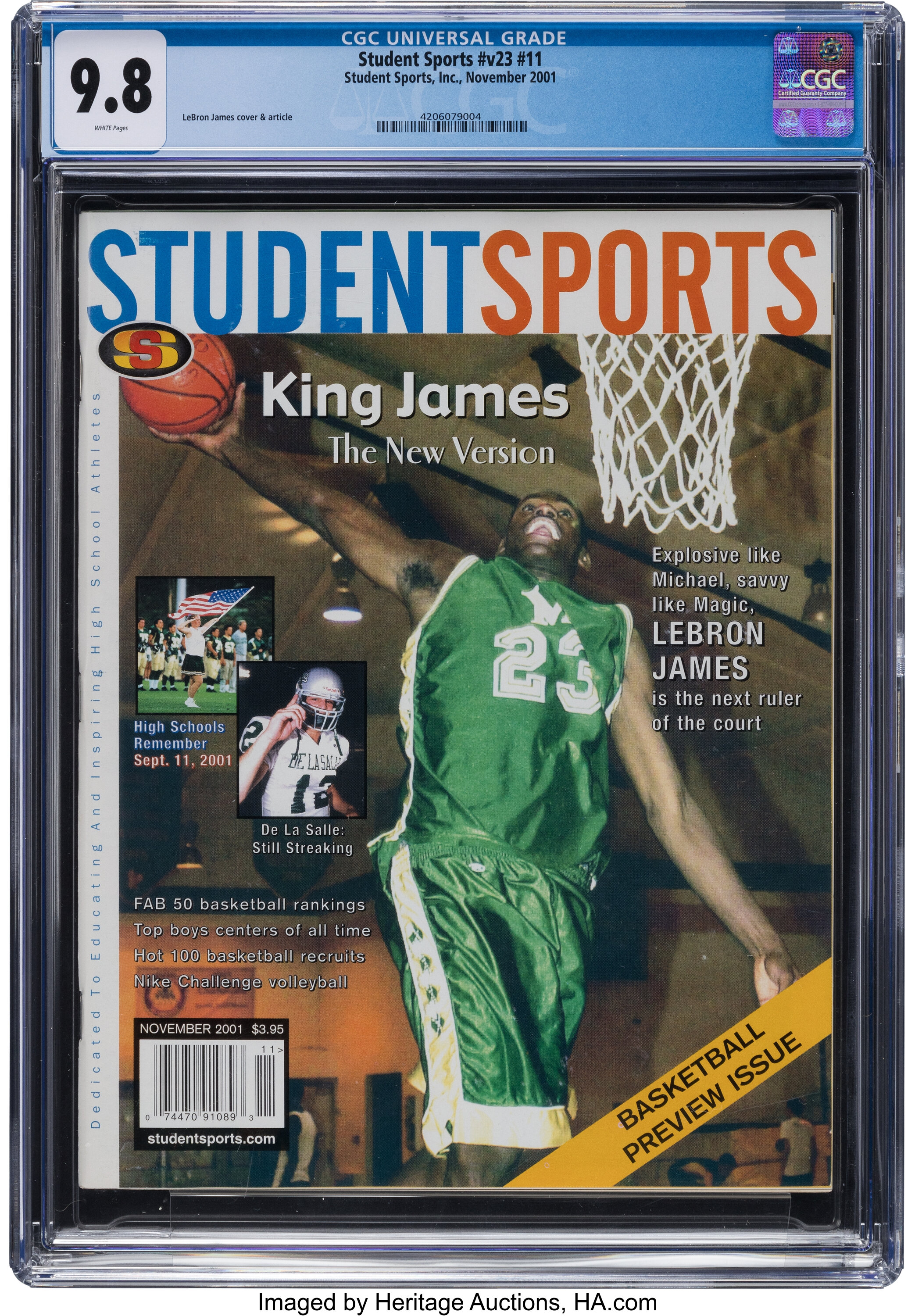 2001 LeBron James Student Sports Magazine, CGC 9.8 - Pop 1/3 with | Lot ...