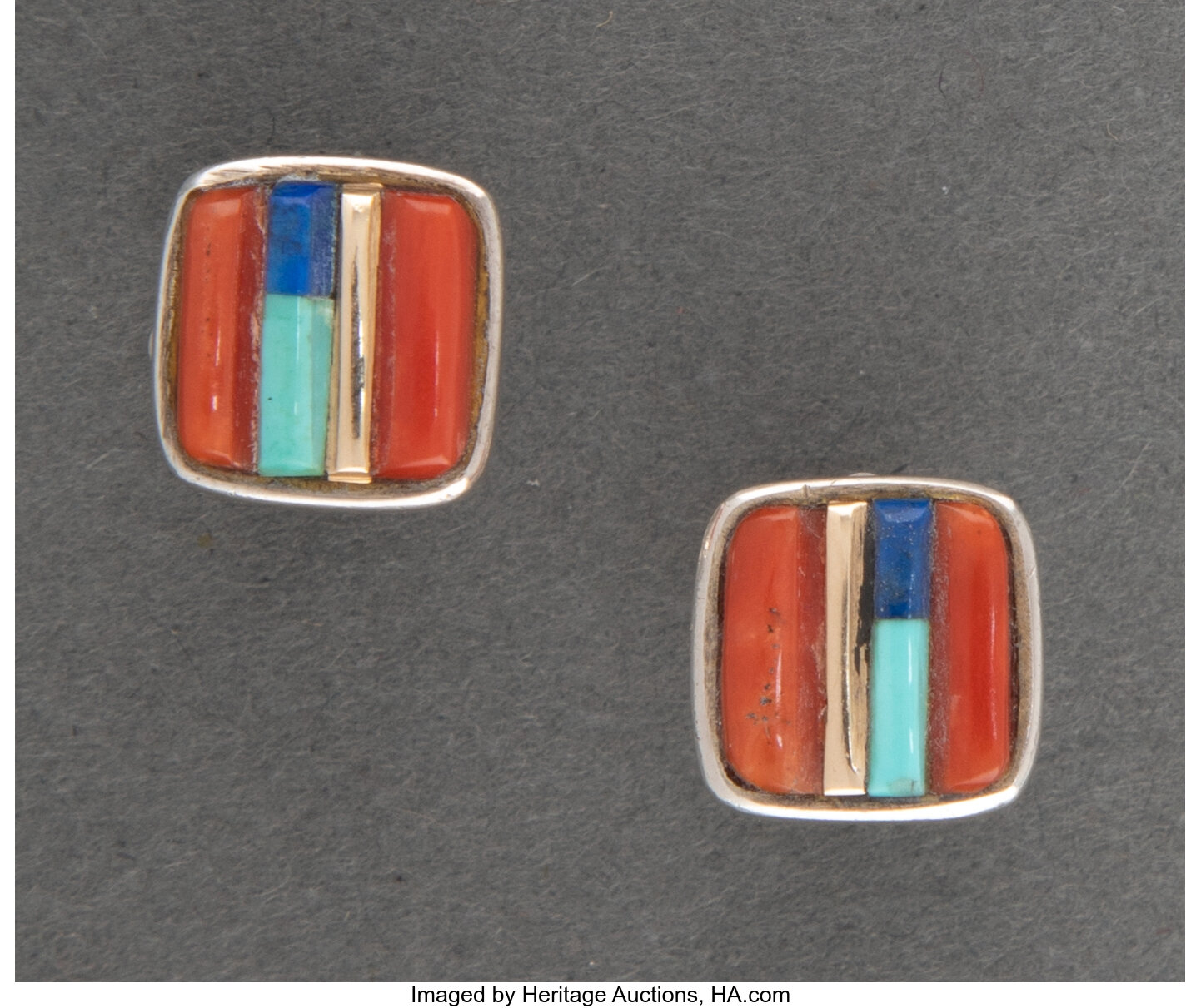 A Pair of Hopi Earrings ... American Indian Art Jewelry and | Lot ...