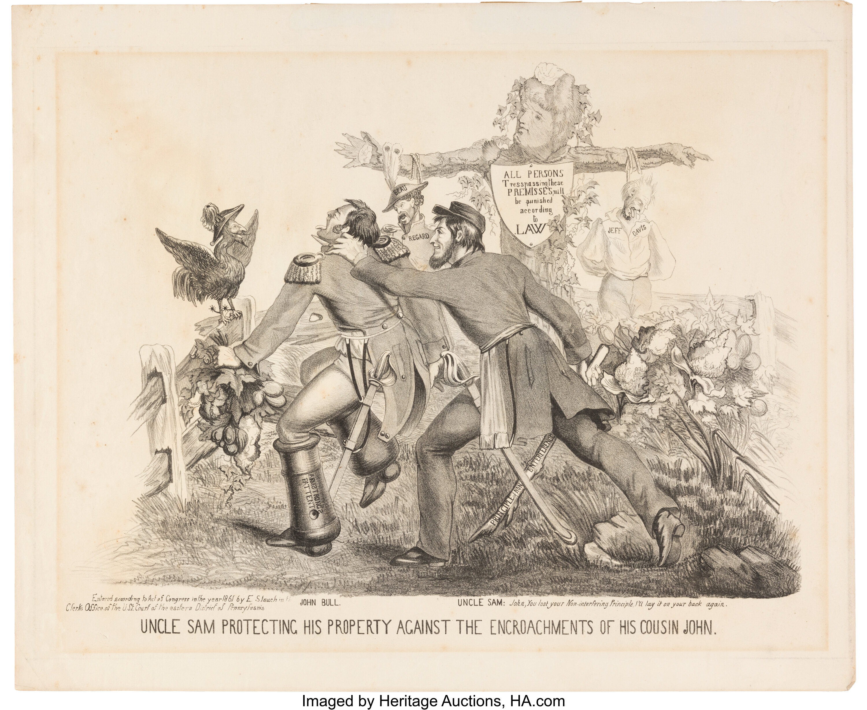Abraham Lincoln: European Intervention Cartoon.... Political | Lot ...