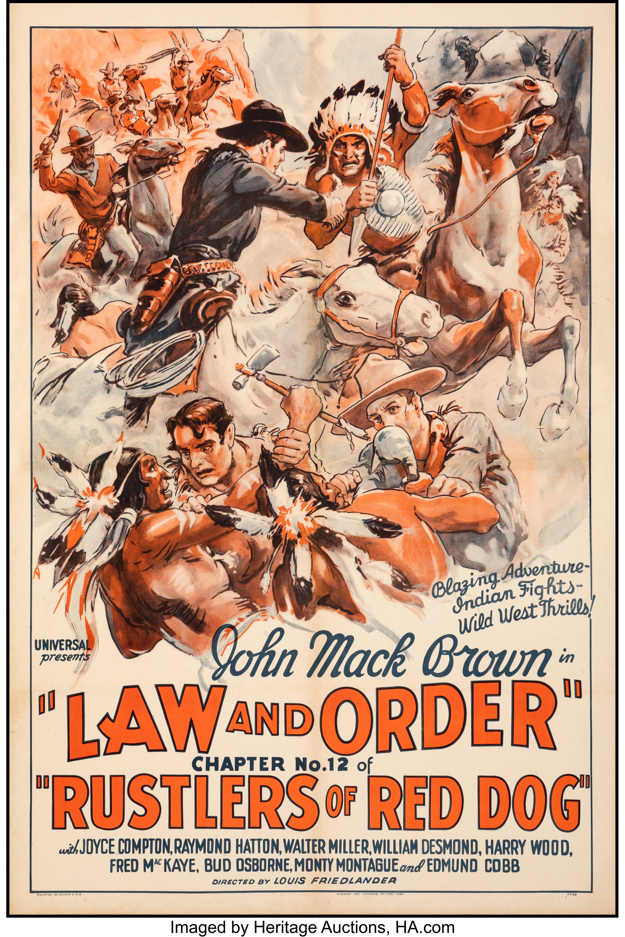 Rustlers of Red Dog (Universal, 1935). Fine+ on Linen. One Sheet | Lot ...