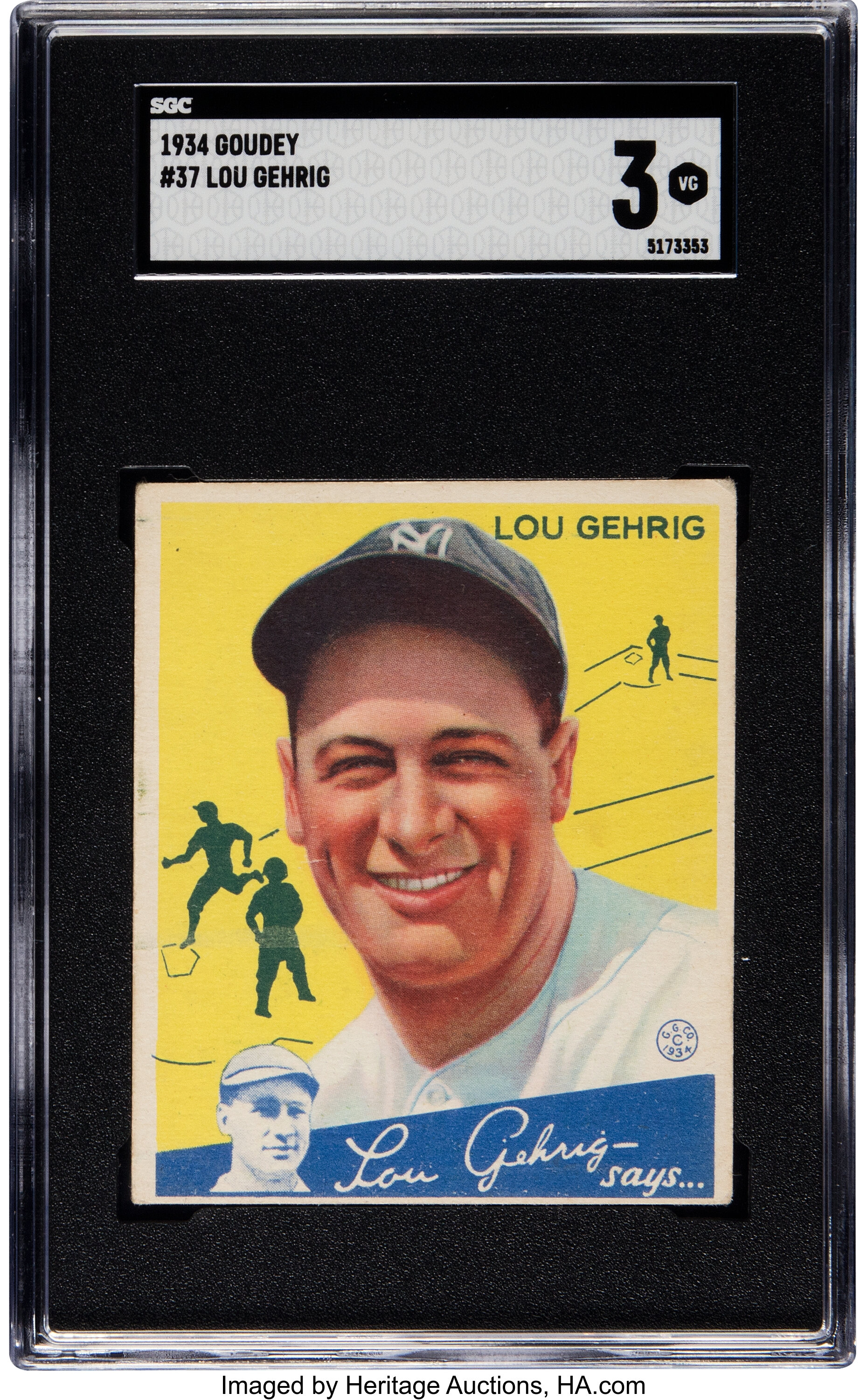 1934 Goudey Lou Gehrig #37 SGC VG 3.... Baseball Cards Singles | Lot ...