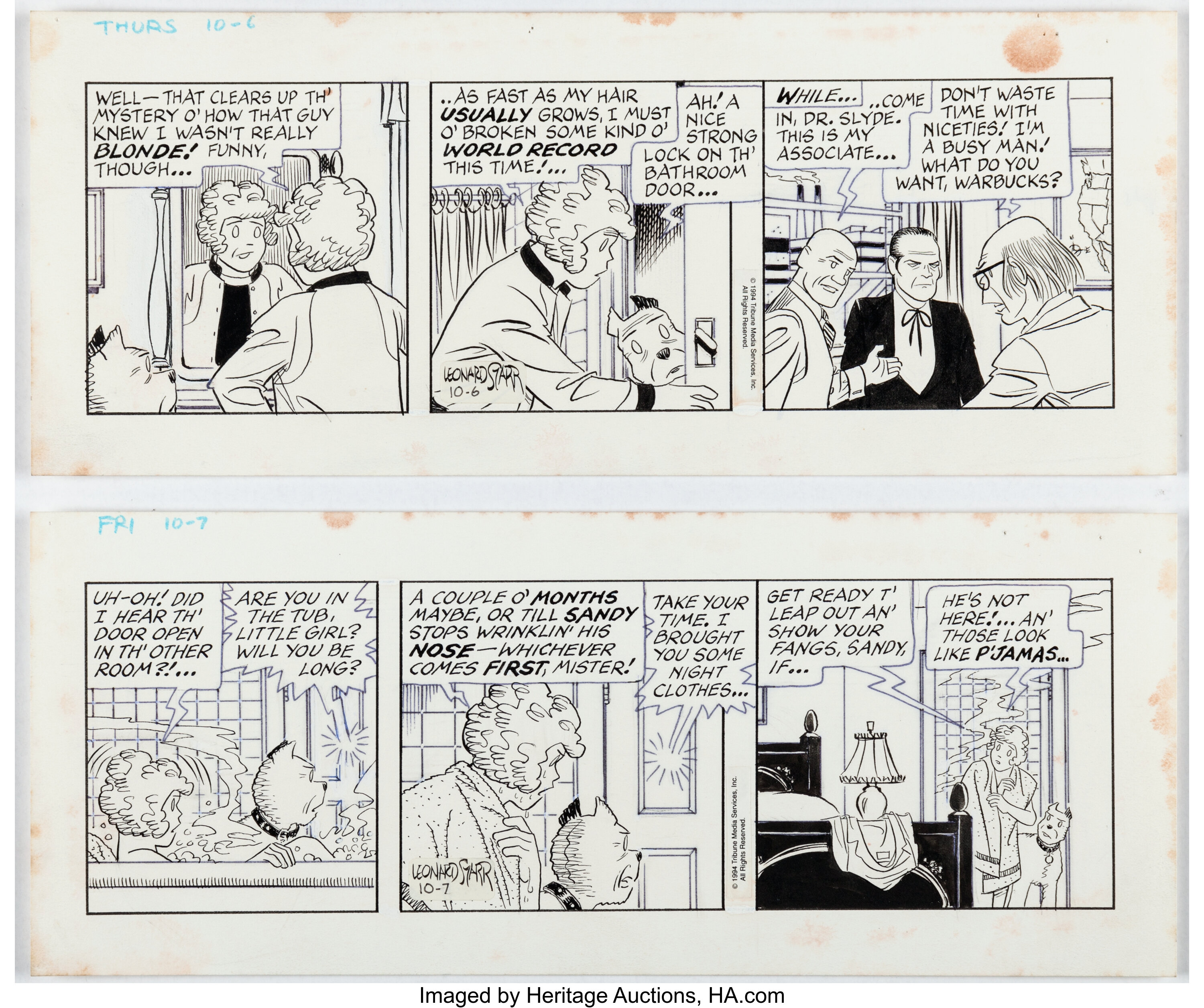 Leonard Starr Little Orphan Annie Daily Consecutive Comic Strip | Lot ...