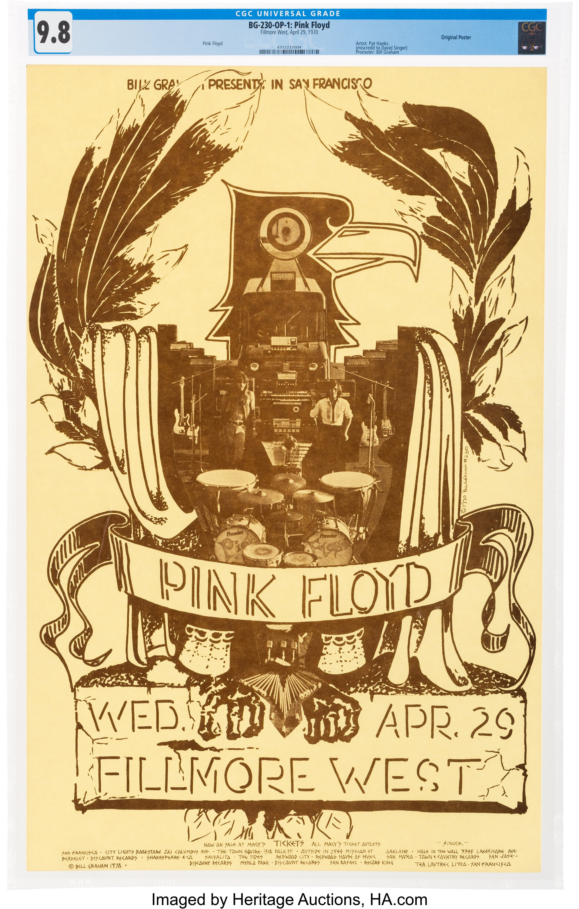BG-230 Pink Floyd 1970 Fillmore West Concert Poster Graded 9.8 ...