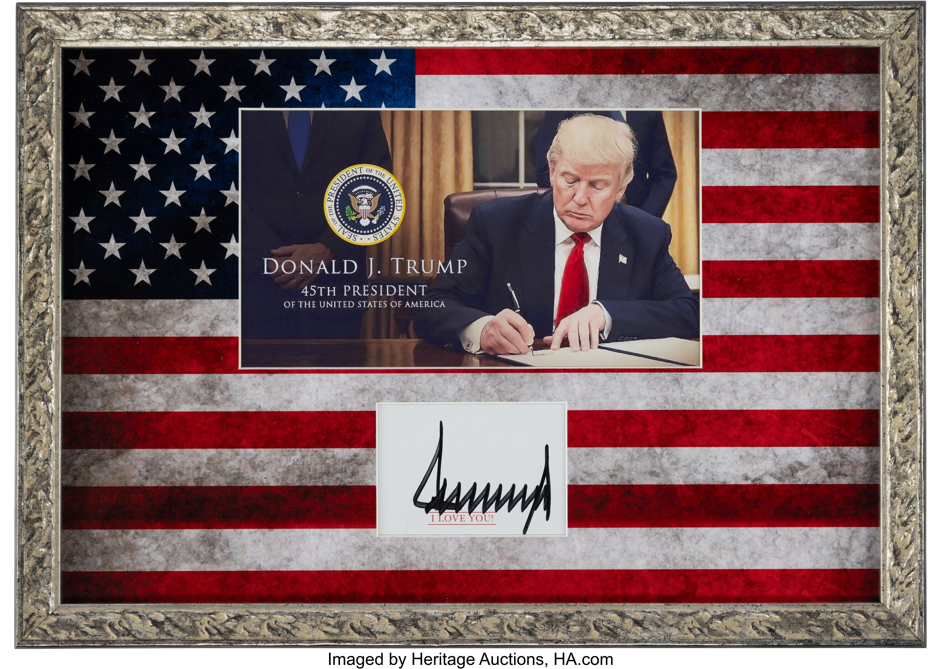 2000's Donald Trump Signed Cut Signature Display.... Miscellaneous ...
