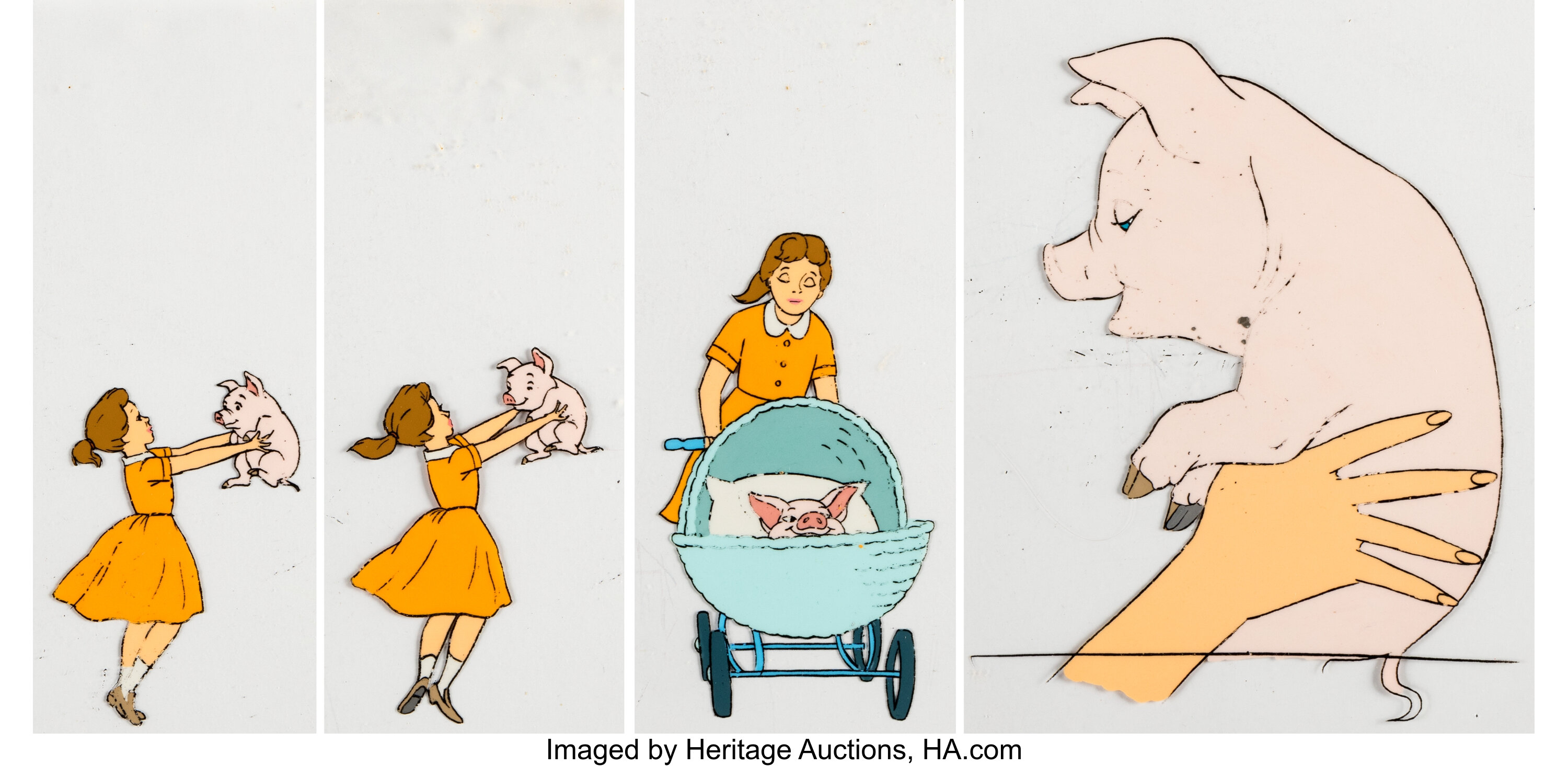 Charlotte's Web Fern with Piglet Wilbur Production Cel Group of 4 | Lot ...