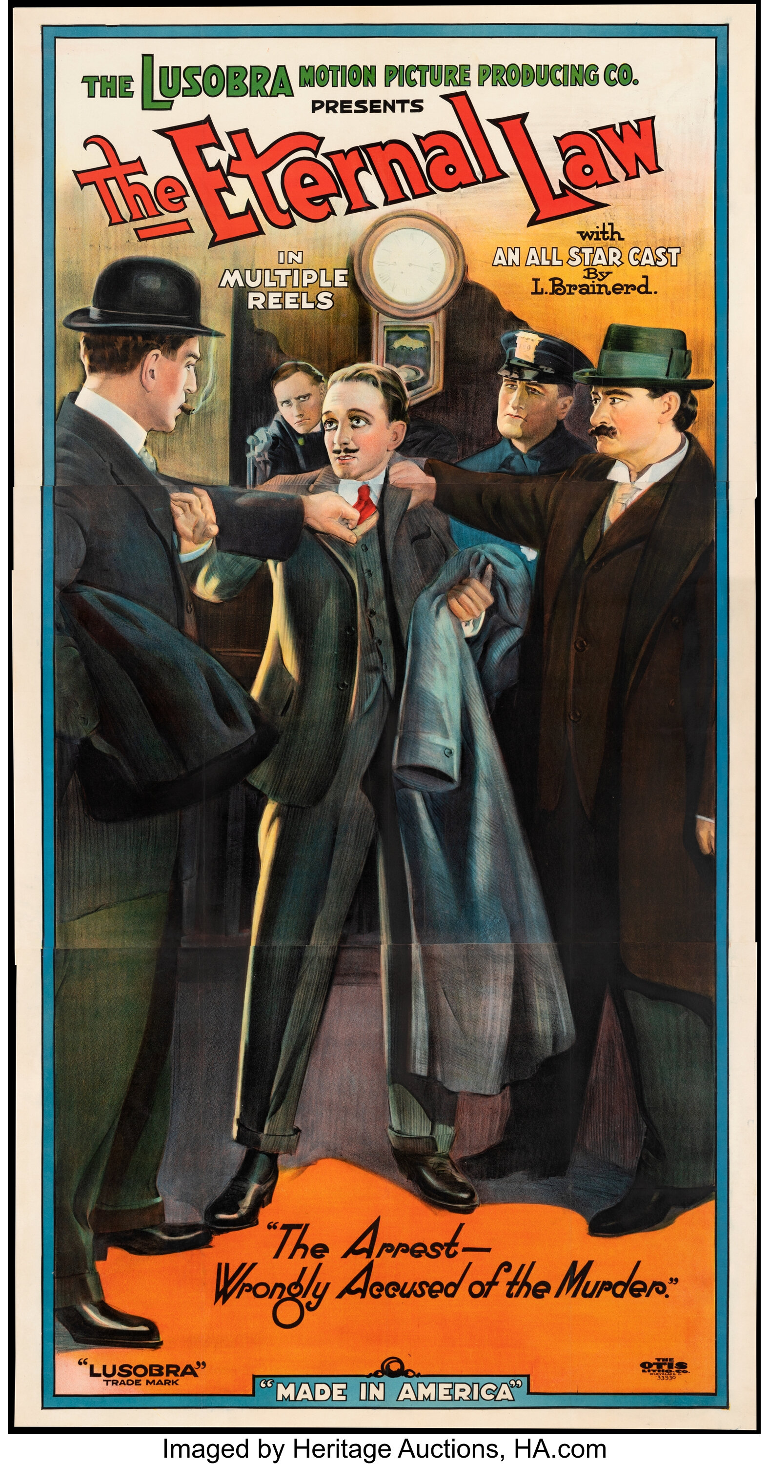 The Eternal Law (Lusobra, 1910). Very Fine- on Linen. Three Sheet | Lot ...