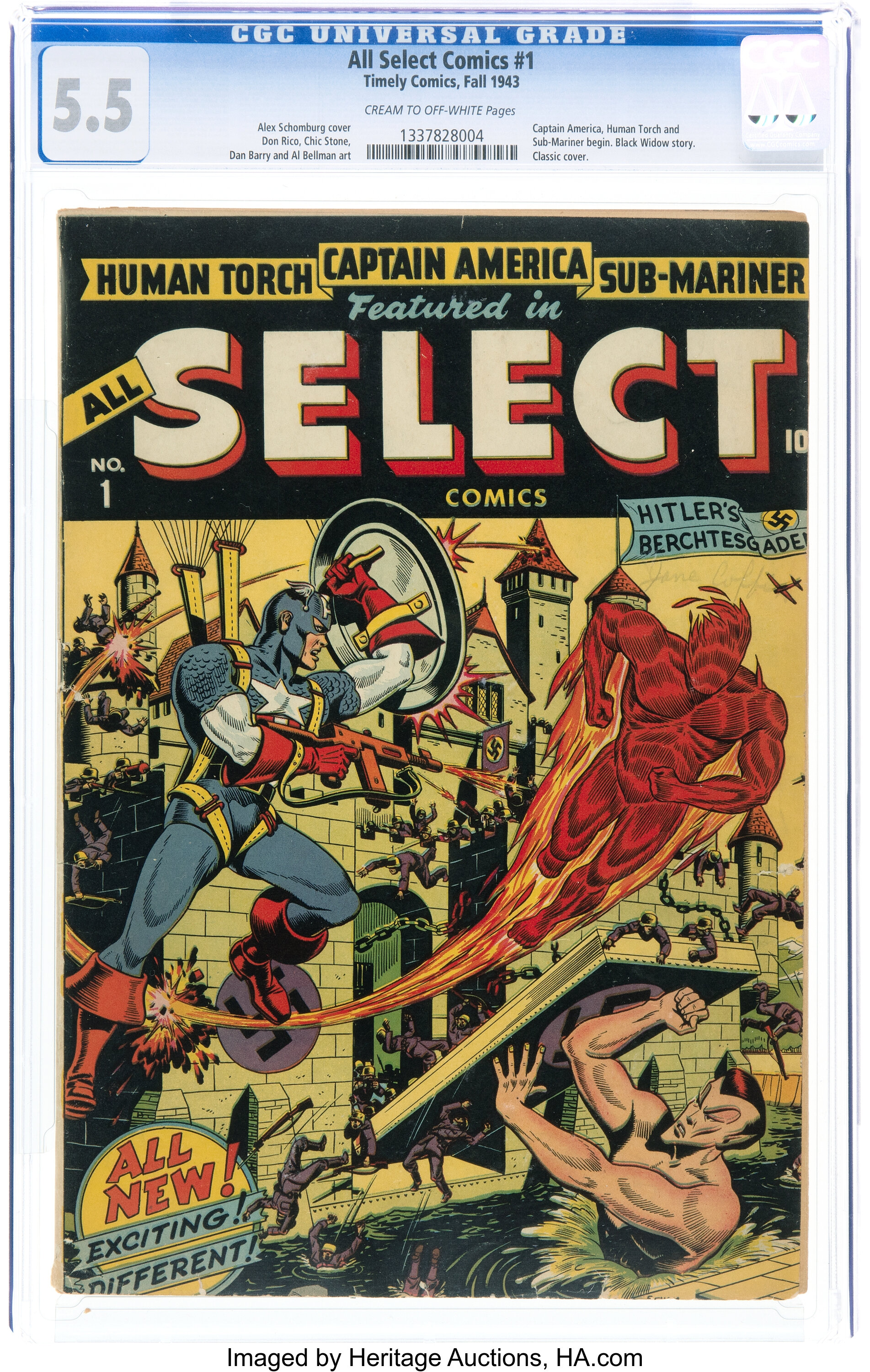 All Select Comics #1 (Timely, 1943) CGC FN- 5.5 Cream to off-white ...