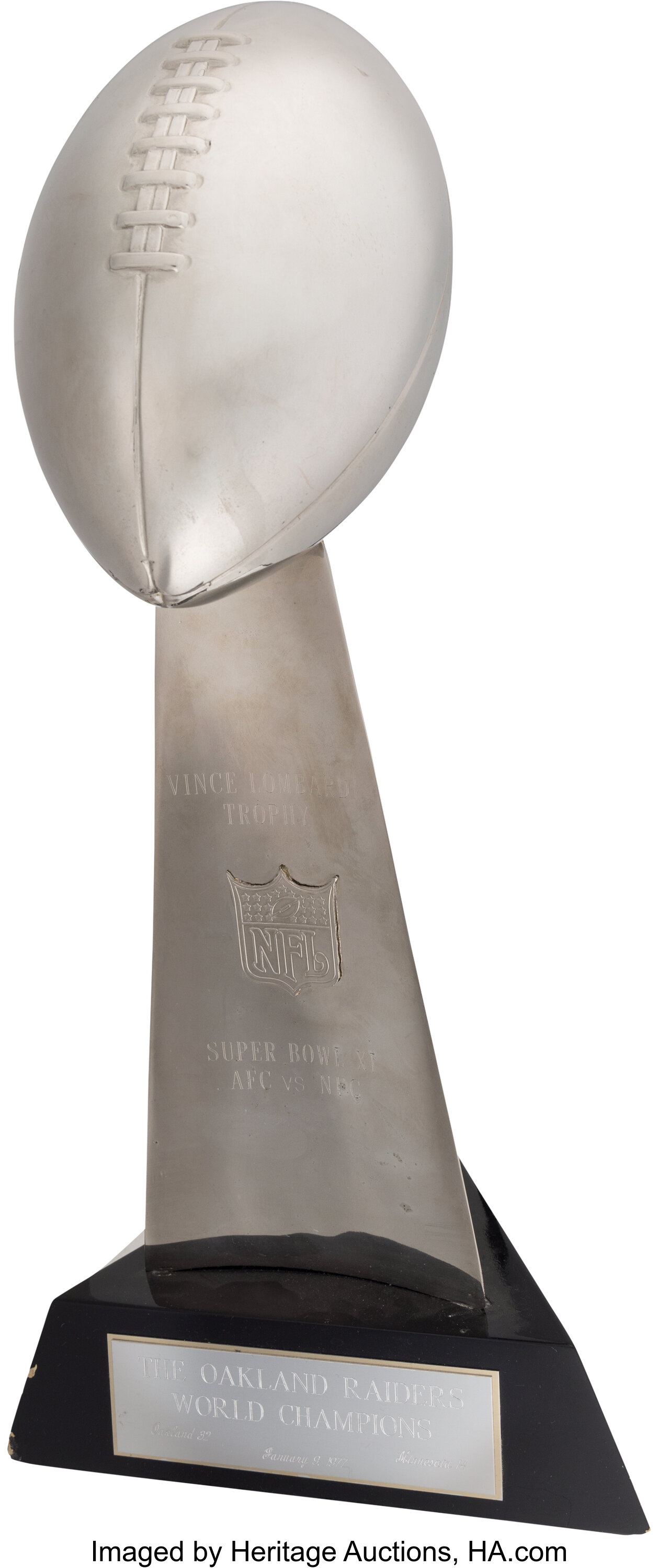 1976 Super Bowl XI Player's Lombardi Trophy Presented to Oakland | Lot ...