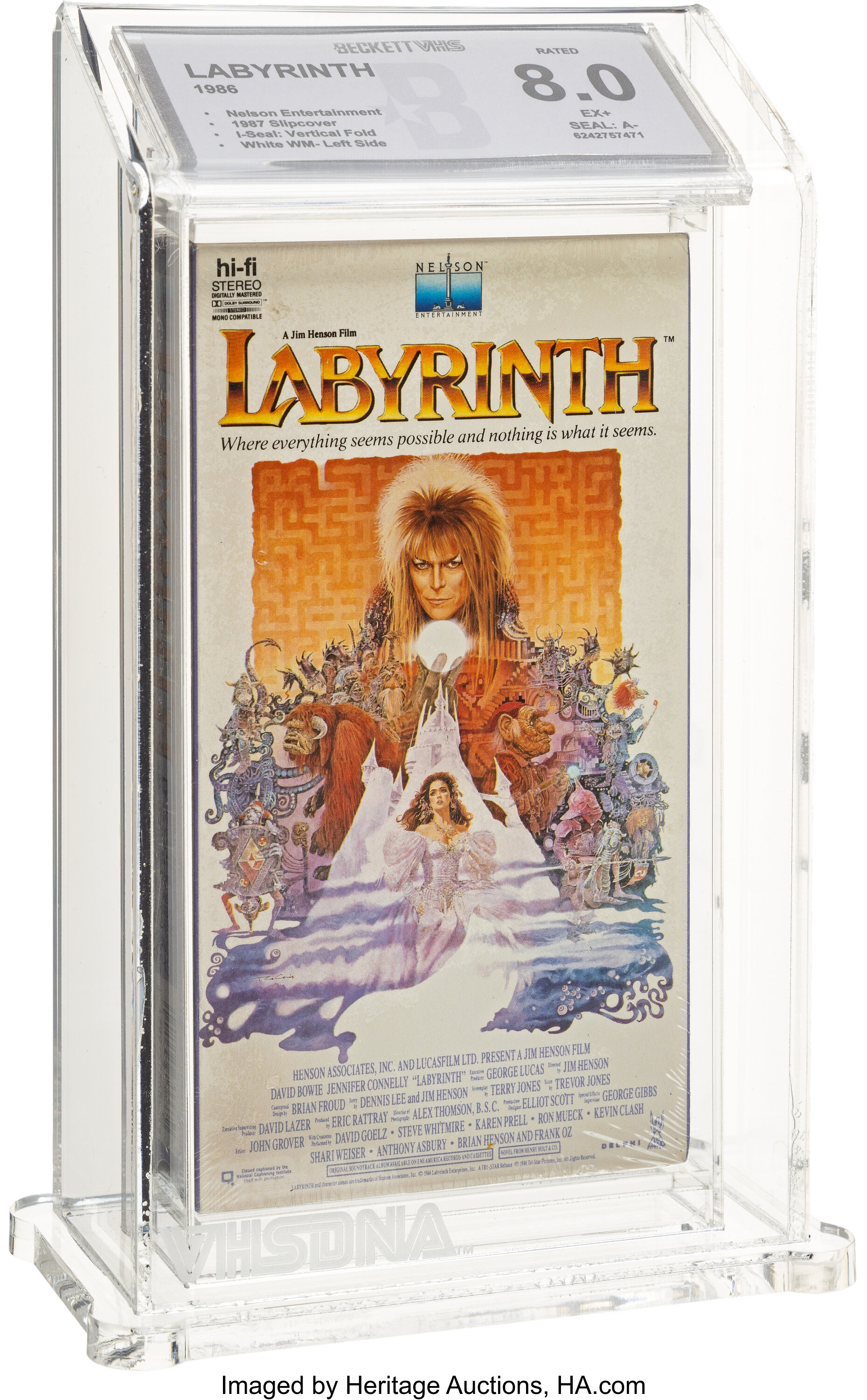 Labyrinth VHS 1986 - Beckett Box 8 (Excellent+), Seal A-, Nelson | Lot ...