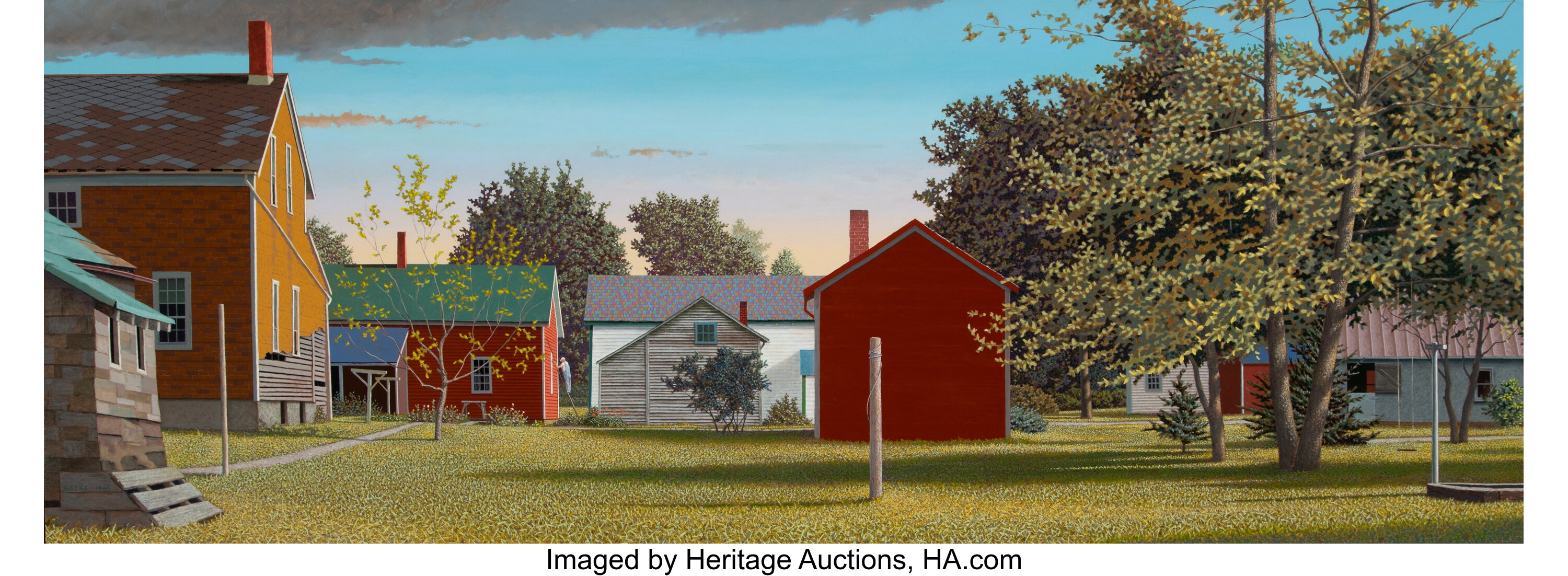 Walter Hatke (b. 1948). July 9th, 1985. Oil on canvas. 22 x 60-1/4 ...