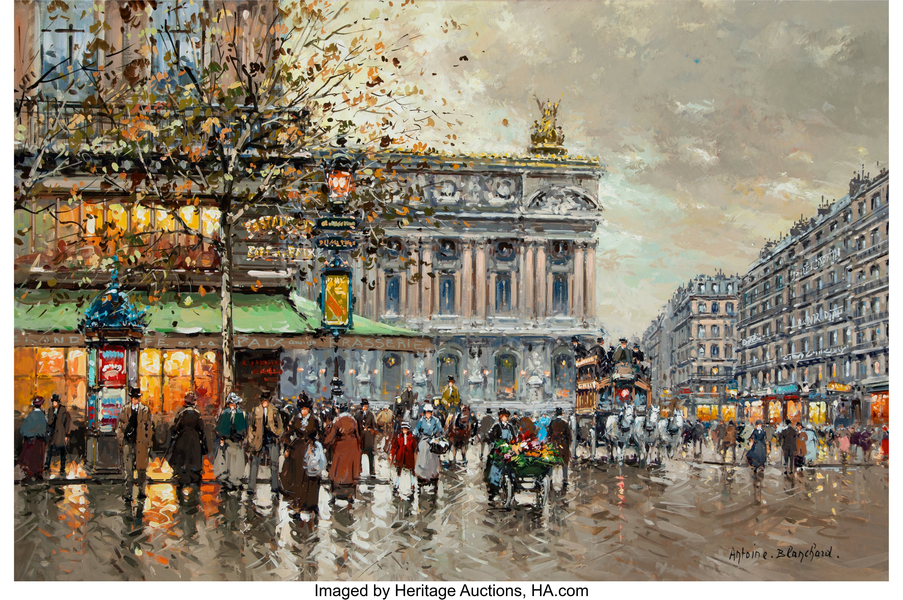 Antoine Blanchard (French, 1910-1988). Café de la Paix et l'Opera ...