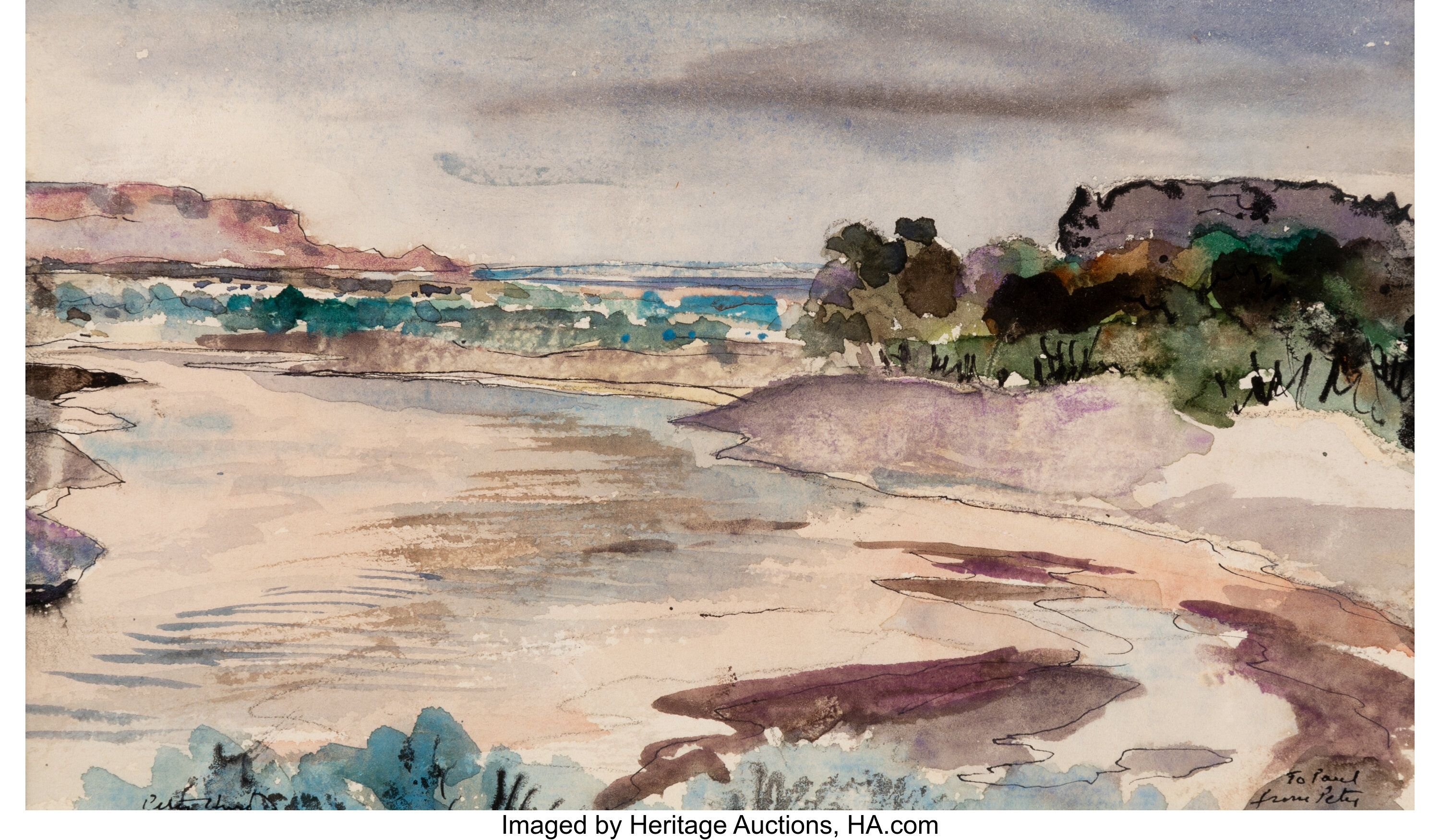 Peter Hurd (American, 1904-1984). Beach 2. Watercolor, ink, and | Lot ...