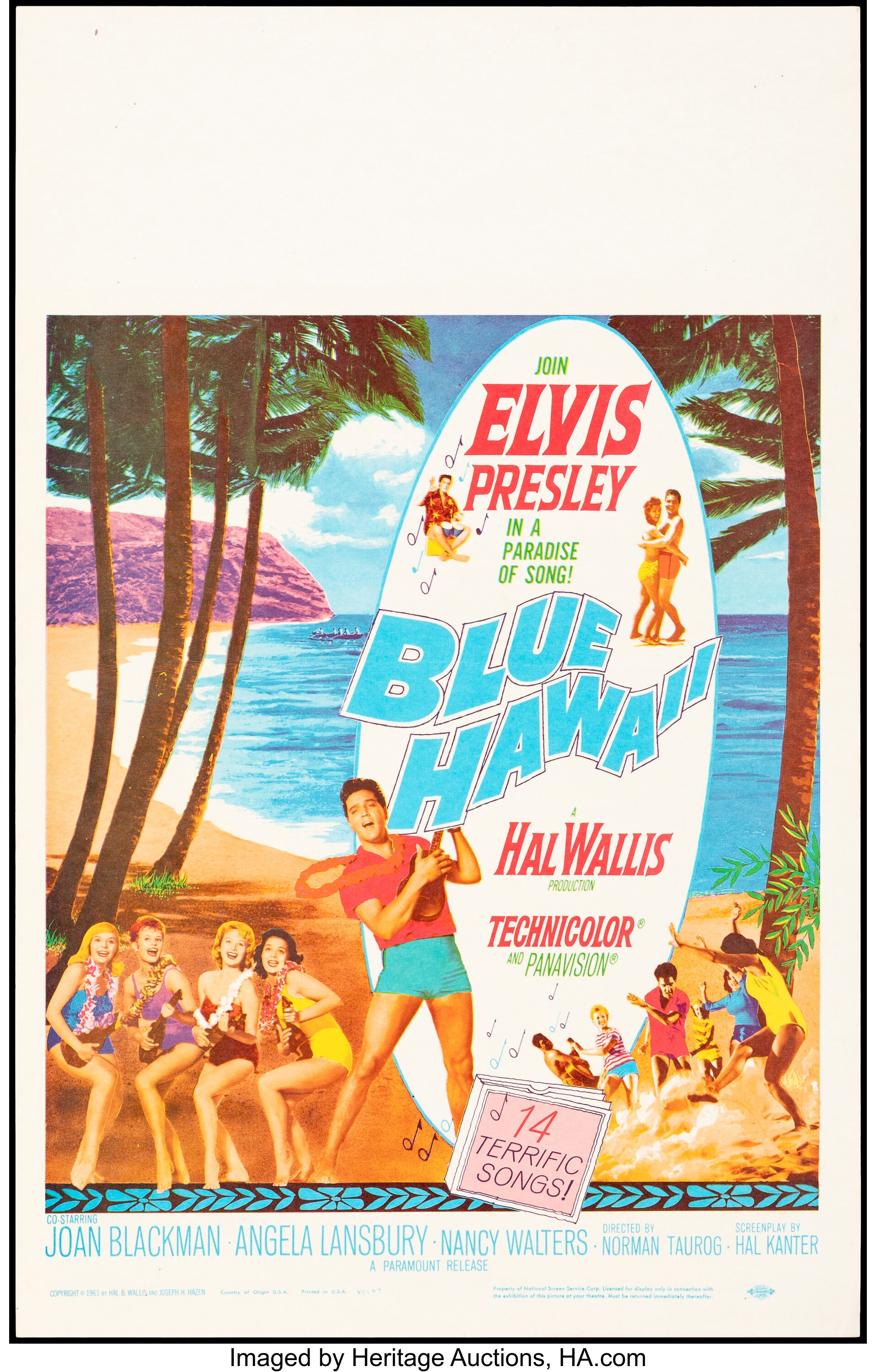 Blue Hawaii (Paramount, 1961). Very Fine+. Window Card (14" X 22 ...