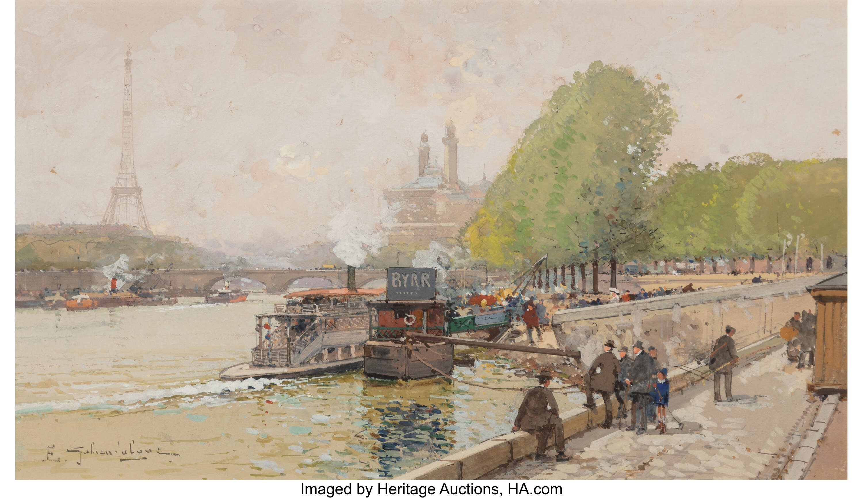 Eugène Galien-Laloue (French, 1854-1941). Quai de Passy. Gouache | Lot ...