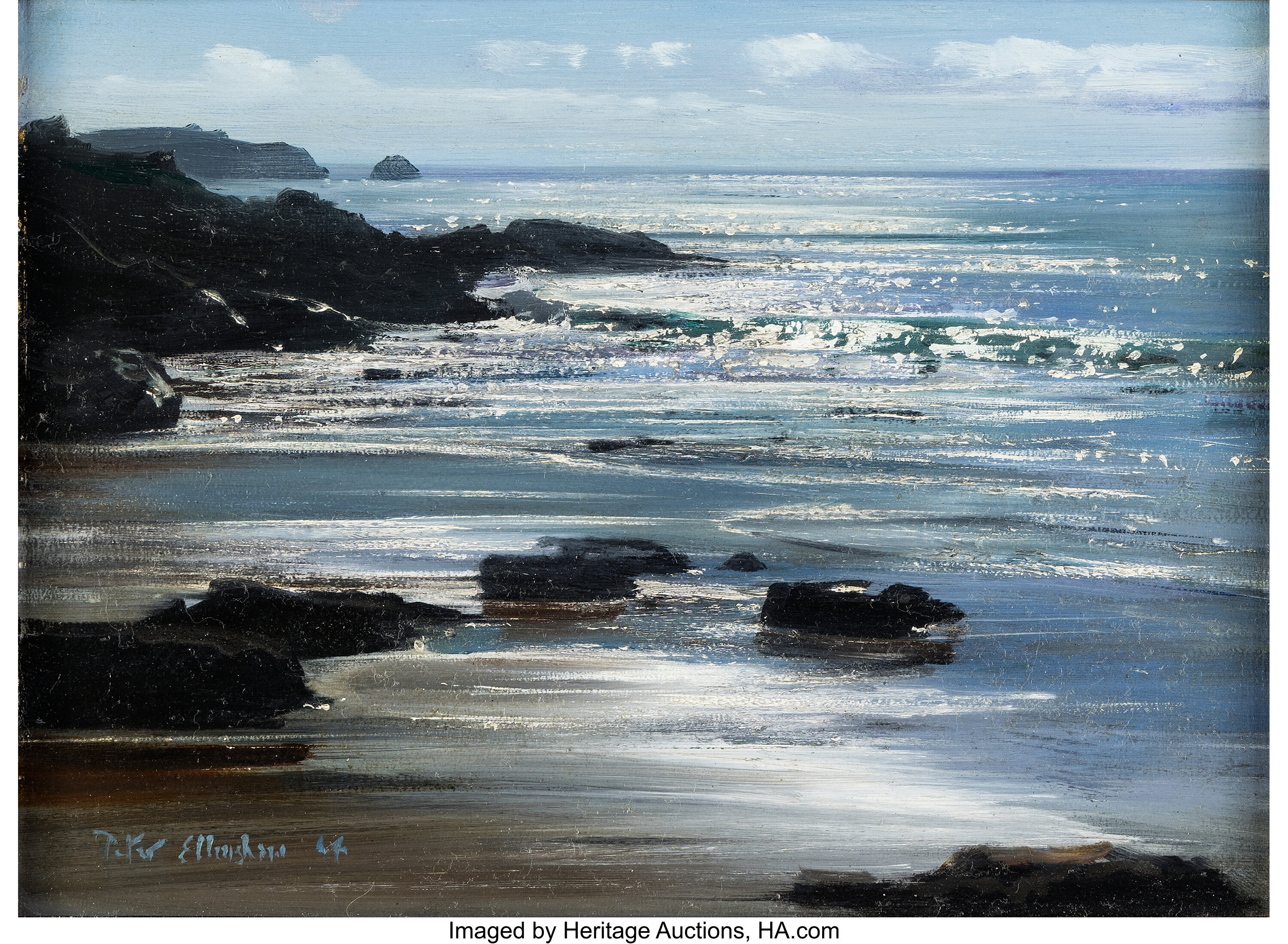 Peter Ellenshaw Seascape Original Oil on 7.5" x 10" Illustration | Lot ...