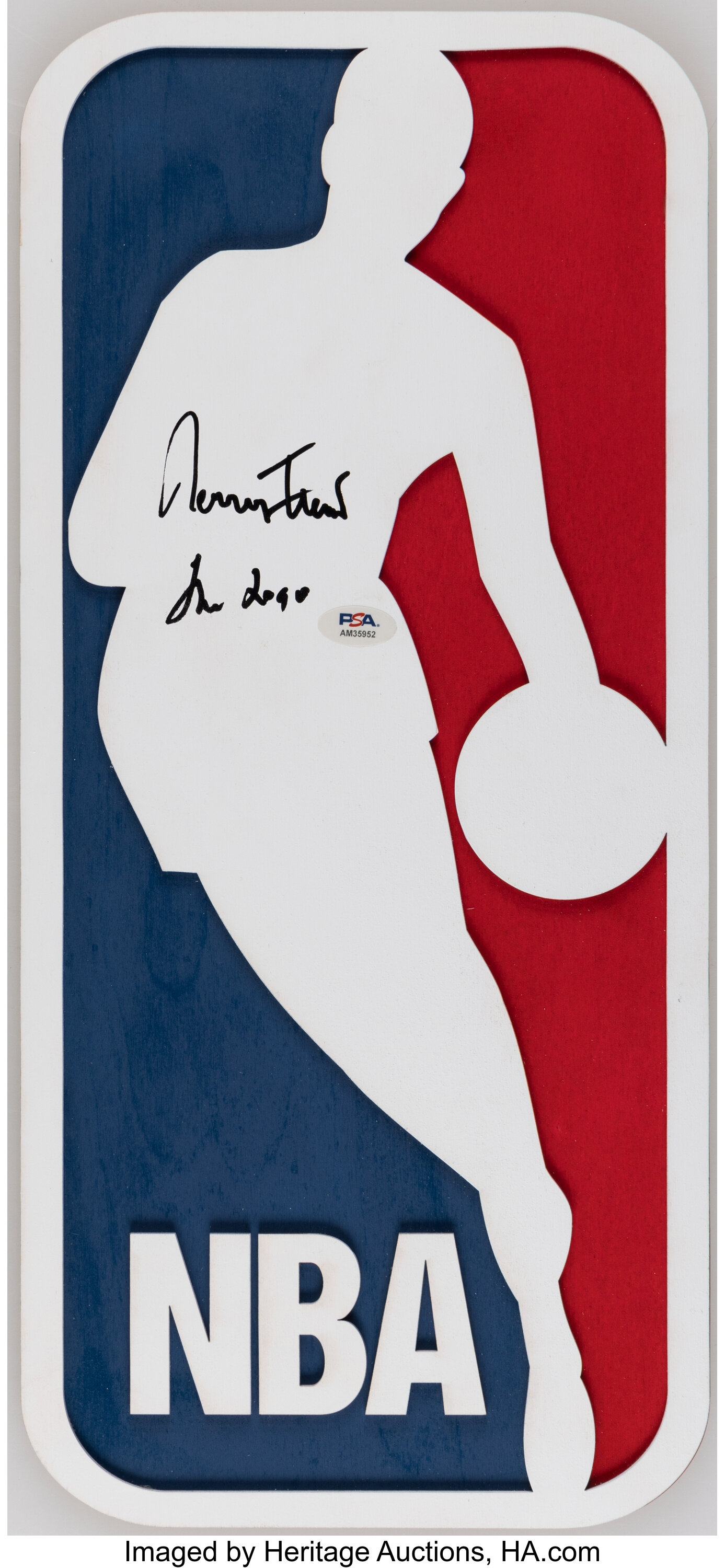 Jerry West Signed NBA Logo Wood Custom Cutout. ... Basketball | Lot ...