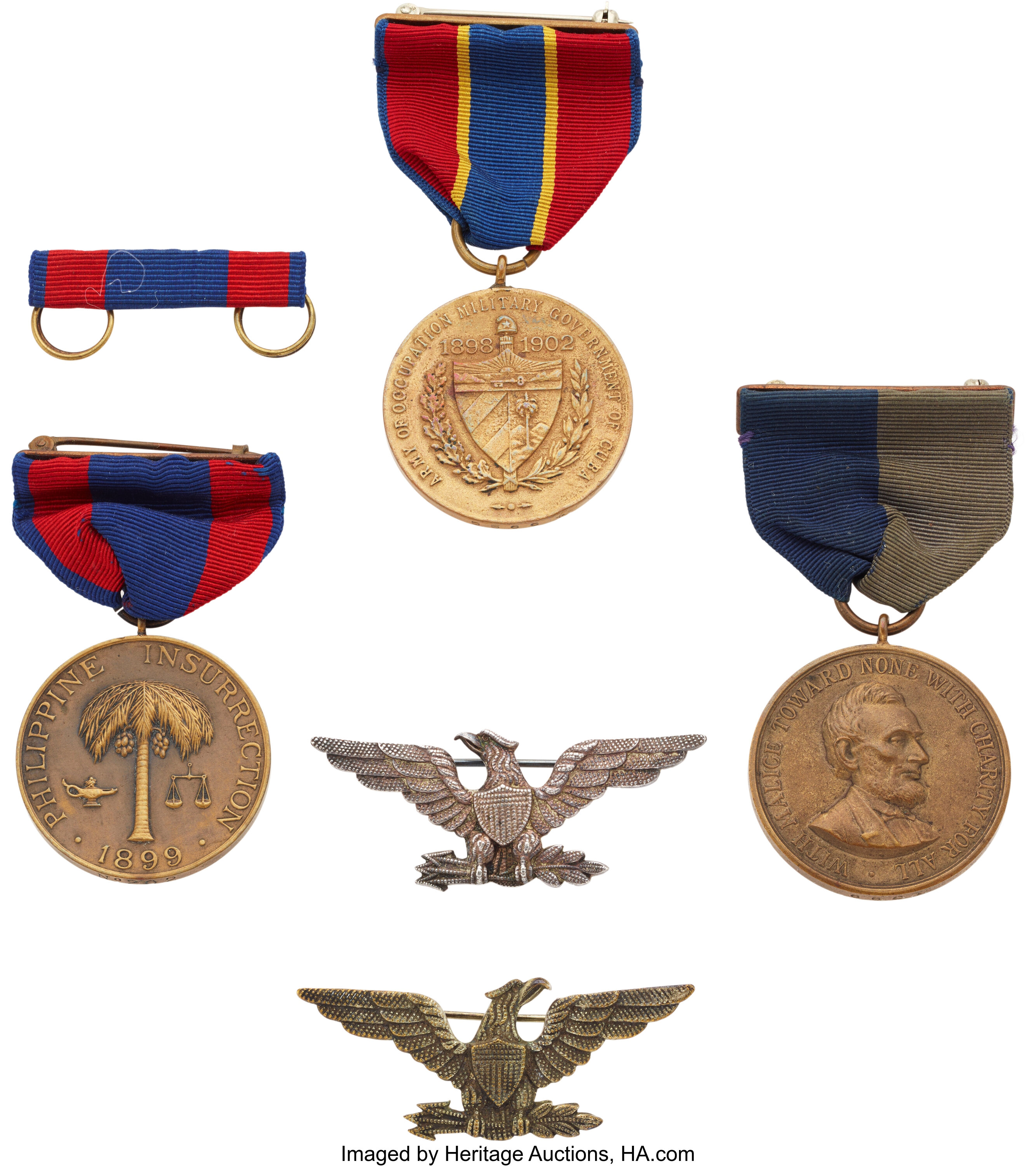Spanish-American War: Three Campaign Medals and Colonels' Collar | Lot ...