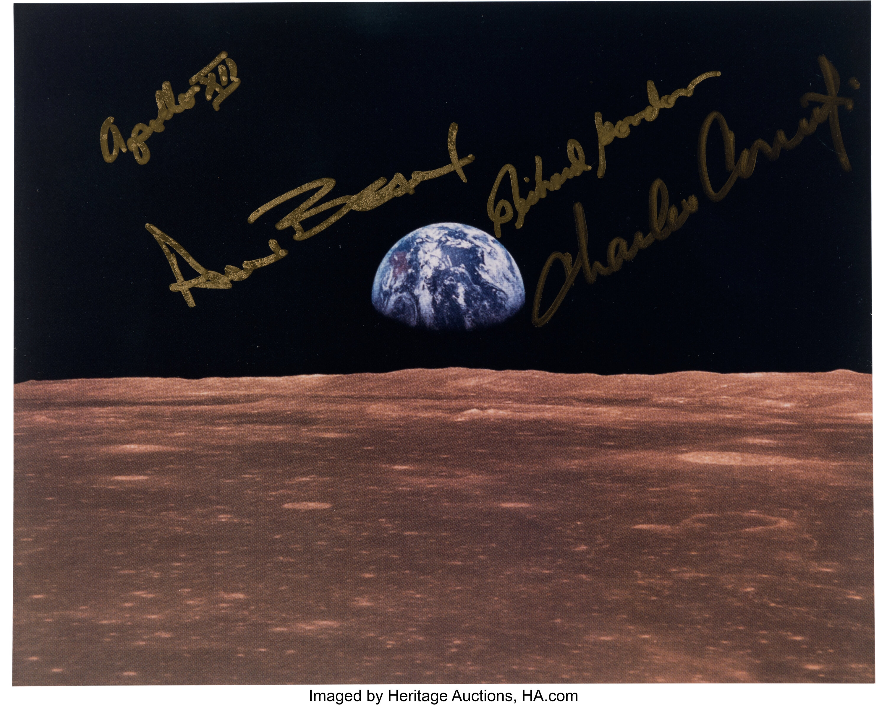 Apollo 12 Crew-Signed "Earth Rising" Color Photo.... Space | Lot #50882 ...
