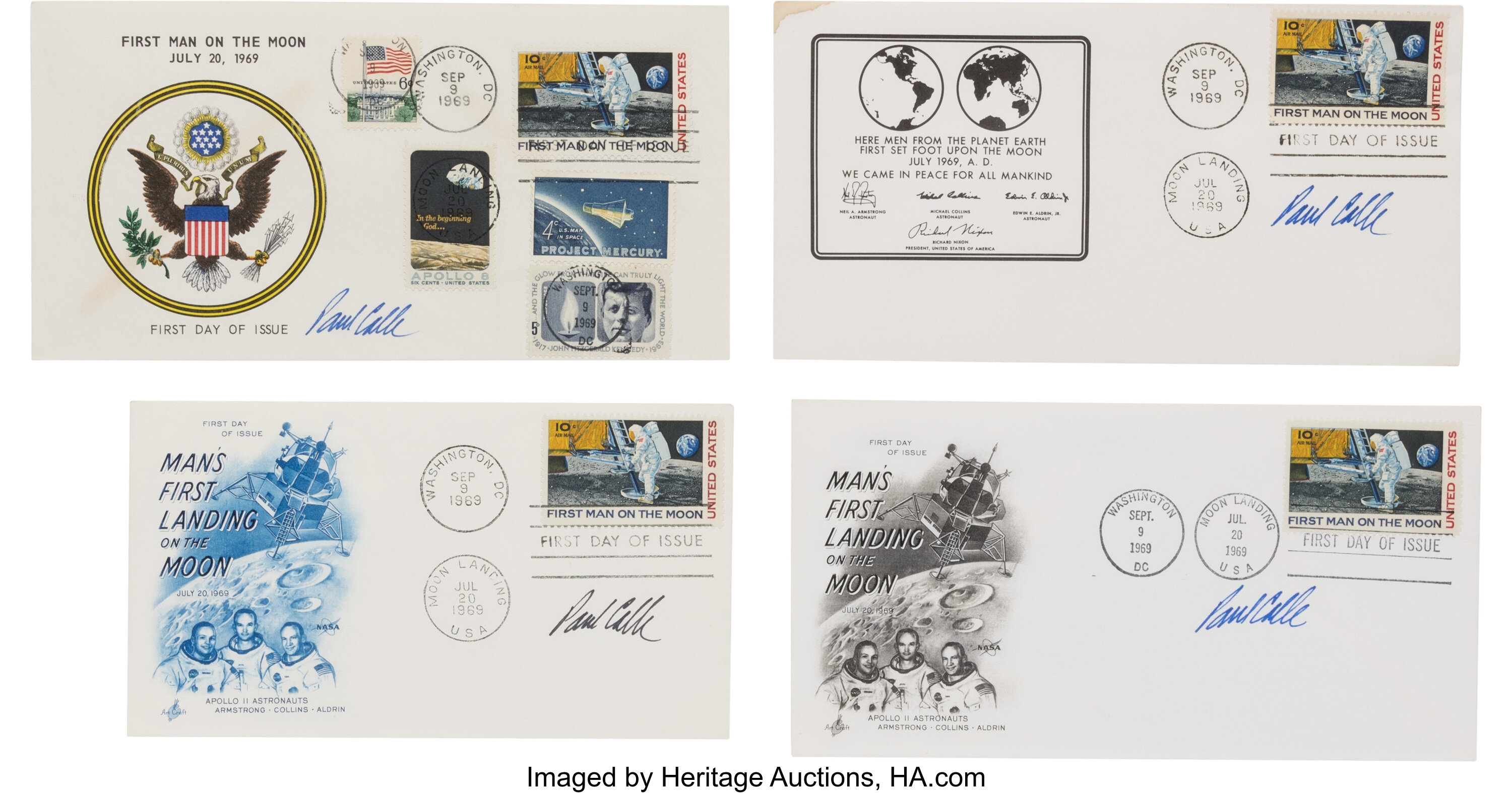 Stamp Designer Paul Calle Signed "First Man On The Moon" #C76 First ...