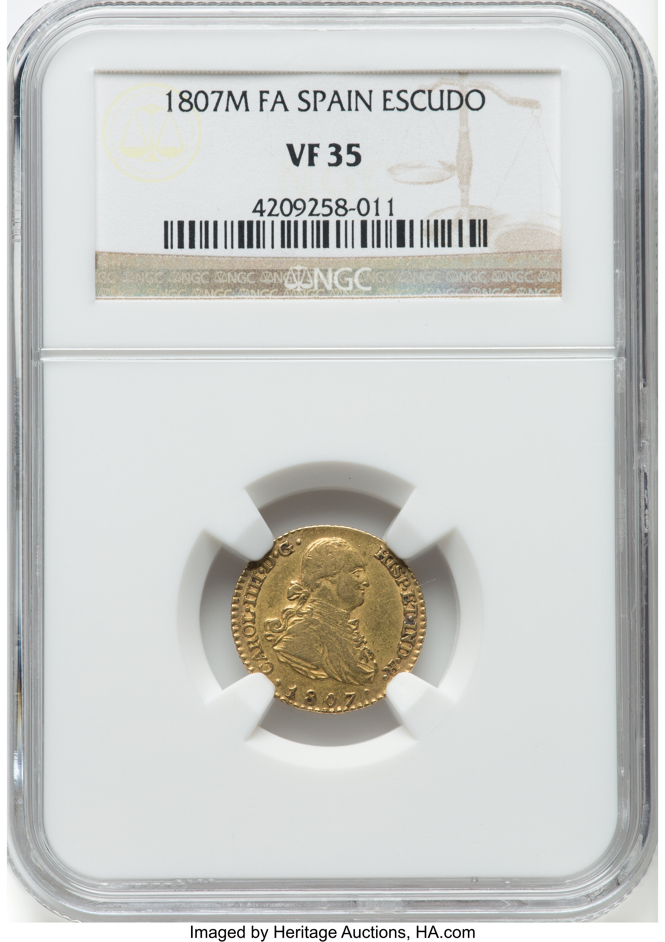 Spain: Charles IV gold Escudo 1807-FA VF35 NGC,... Spain | Lot #61415 ...
