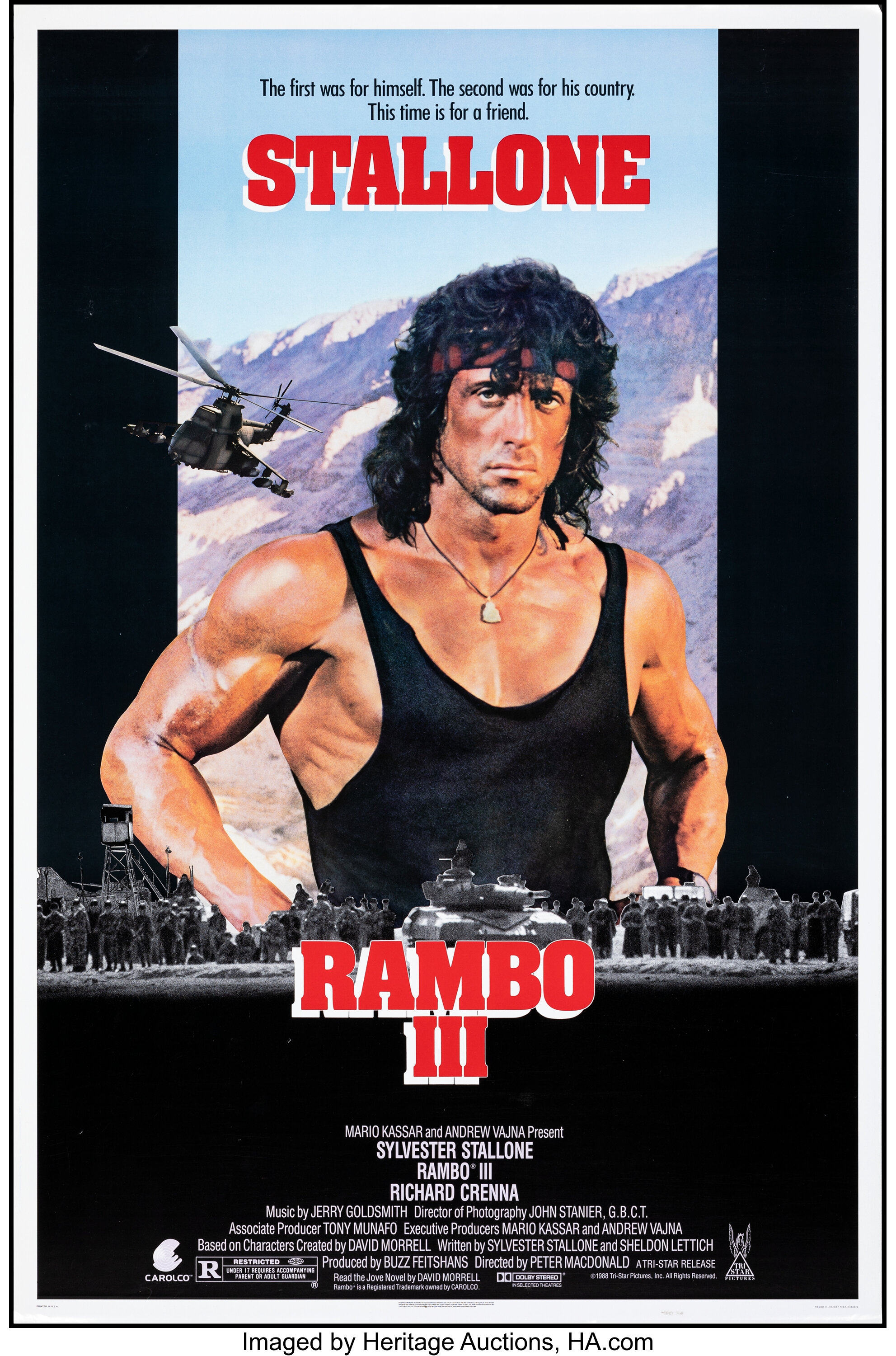 Rambo III & Other Lot (Tri-Star, 1988). Rolled, Very Fine+. One | Lot ...