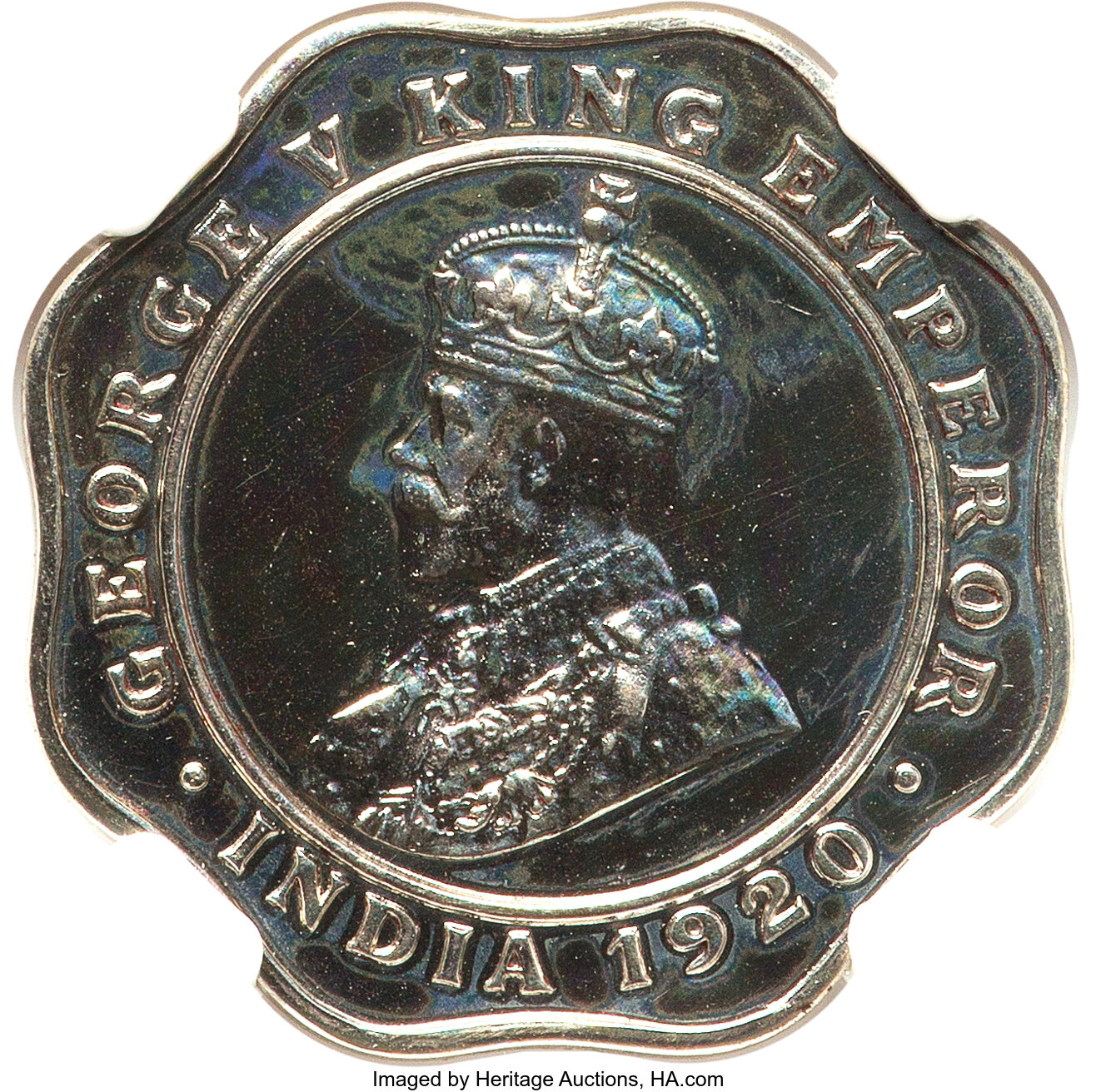 India: British India. George V Proof Restrike 4 Annas 1920-(c) PR64 ...