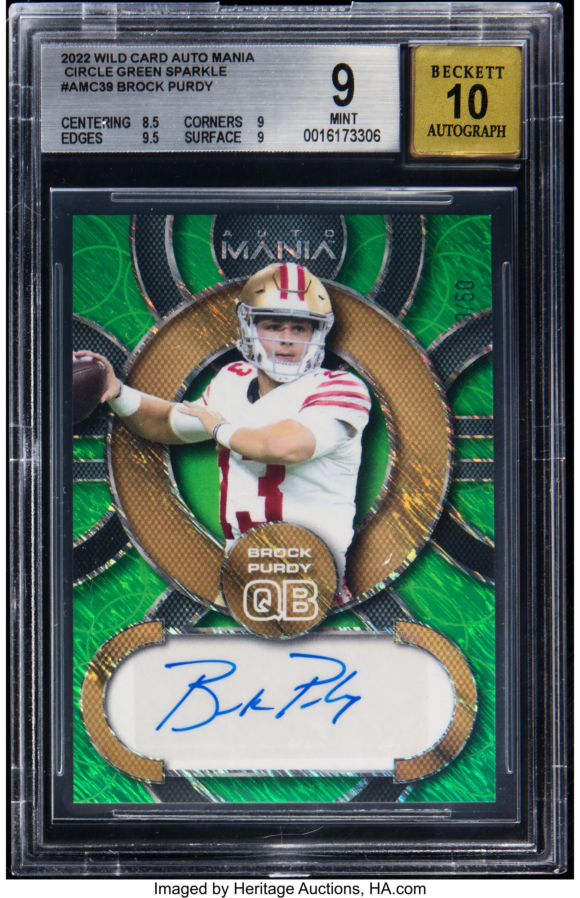 2022 Wild Card Brock Purdy (Auto Mania - Circle Green Sparkle) | Lot ...