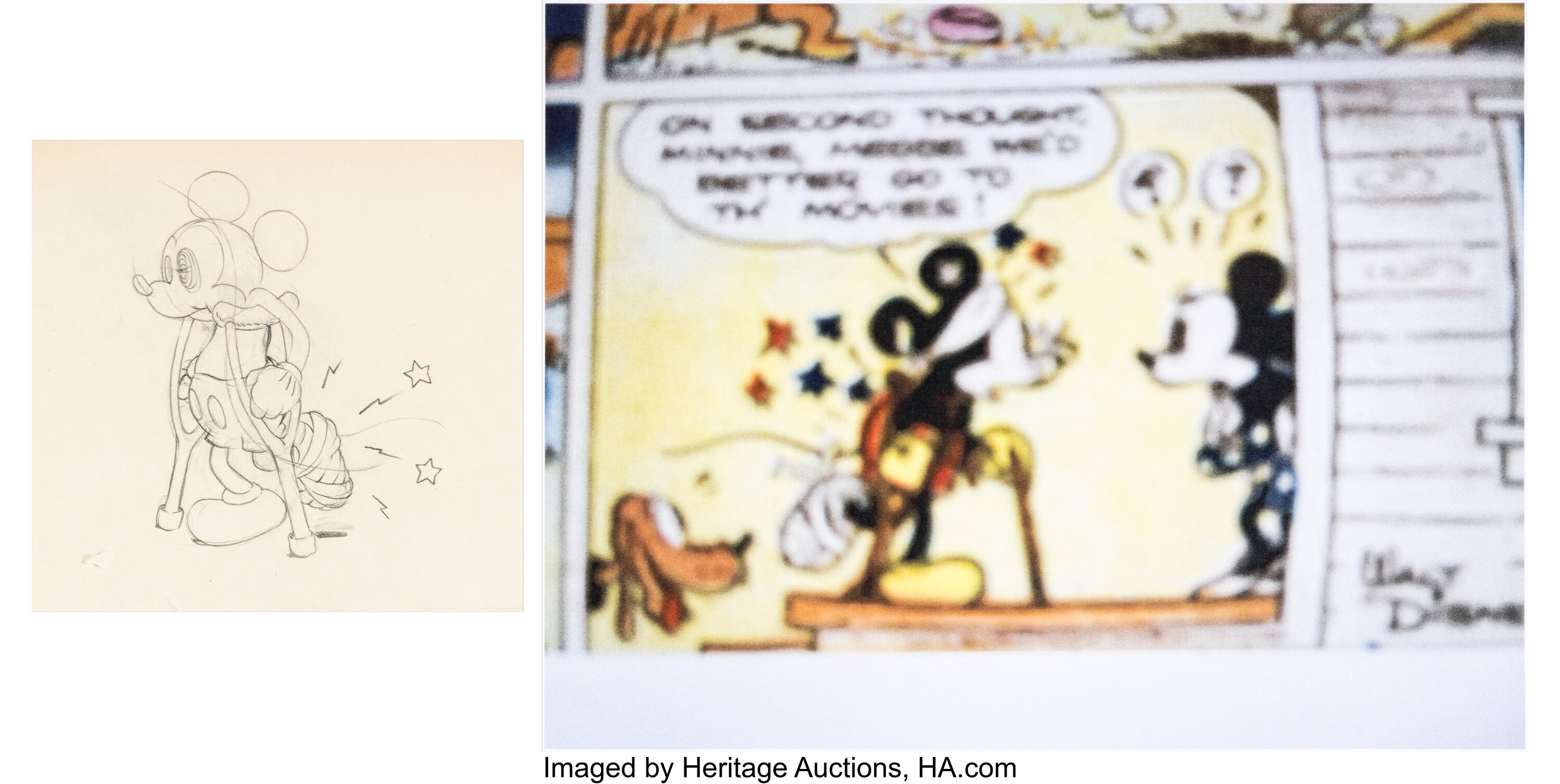 Rare Mickey Mouse Comic Test Drawing (Walt Disney, 1933).... | Lot ...