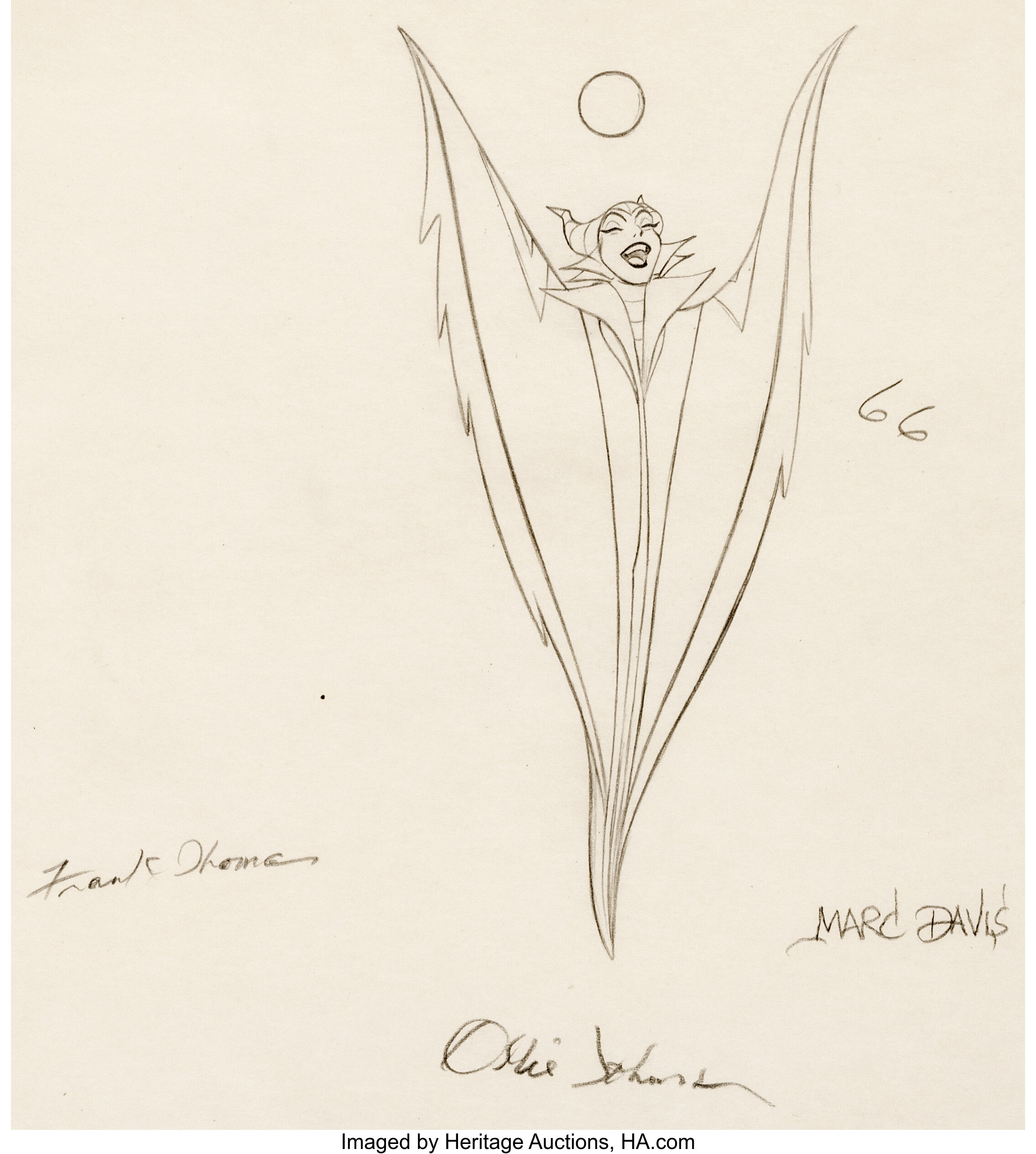 Sleeping Beauty Maleficent Animation Drawing Signed by Marc Davis ...