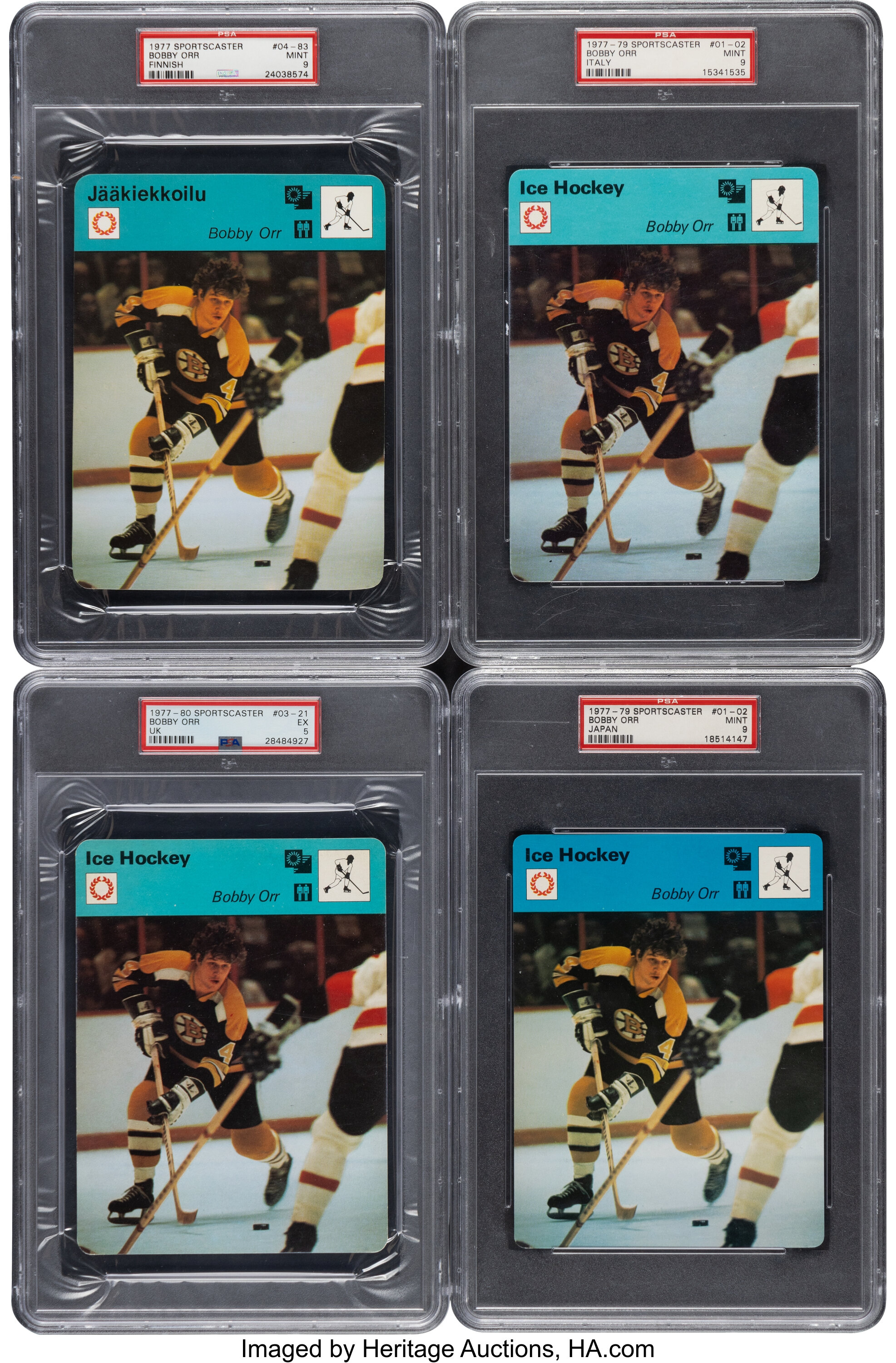 1977-1980 Sportscaster Bobby Orr PSA Graded Quartet (4) - Finnish ...