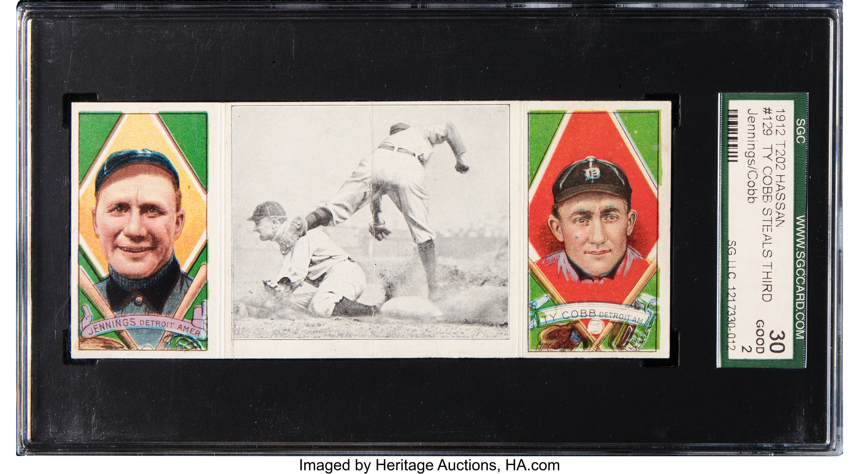 1912 T202 Hassan Triple Folder Ty Cobb & Hugh Jennings "Ty Cobb | Lot ...
