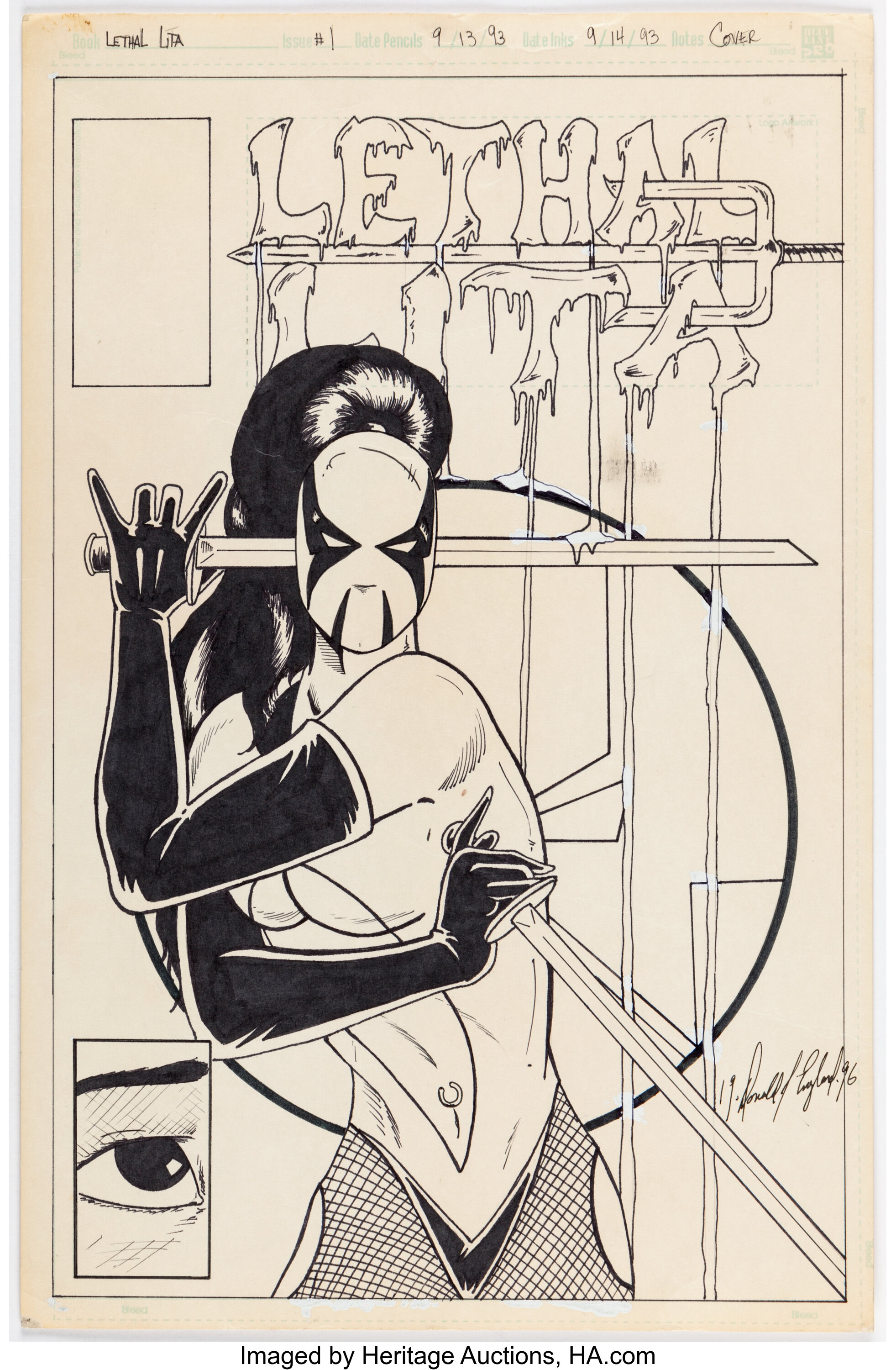 Donald England Lethal Lita #1 Unpublished Cover Original Art | Lot ...