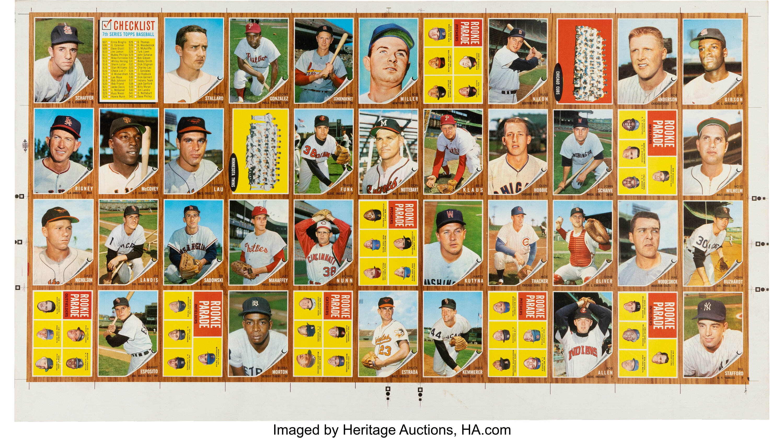 1962 Topps Baseball High Numbers Uncut Proof Sheet with 44 | Lot #59582 ...