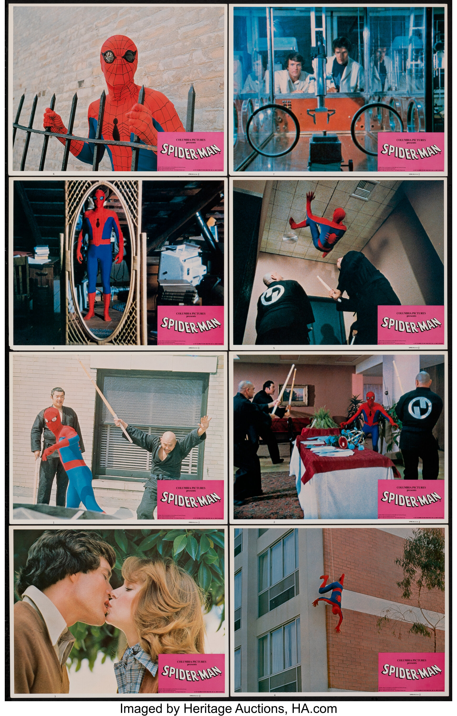 Spider-Man (Columbia, 1977). Very Fine/Near Mint. Lobby Card Set of ...