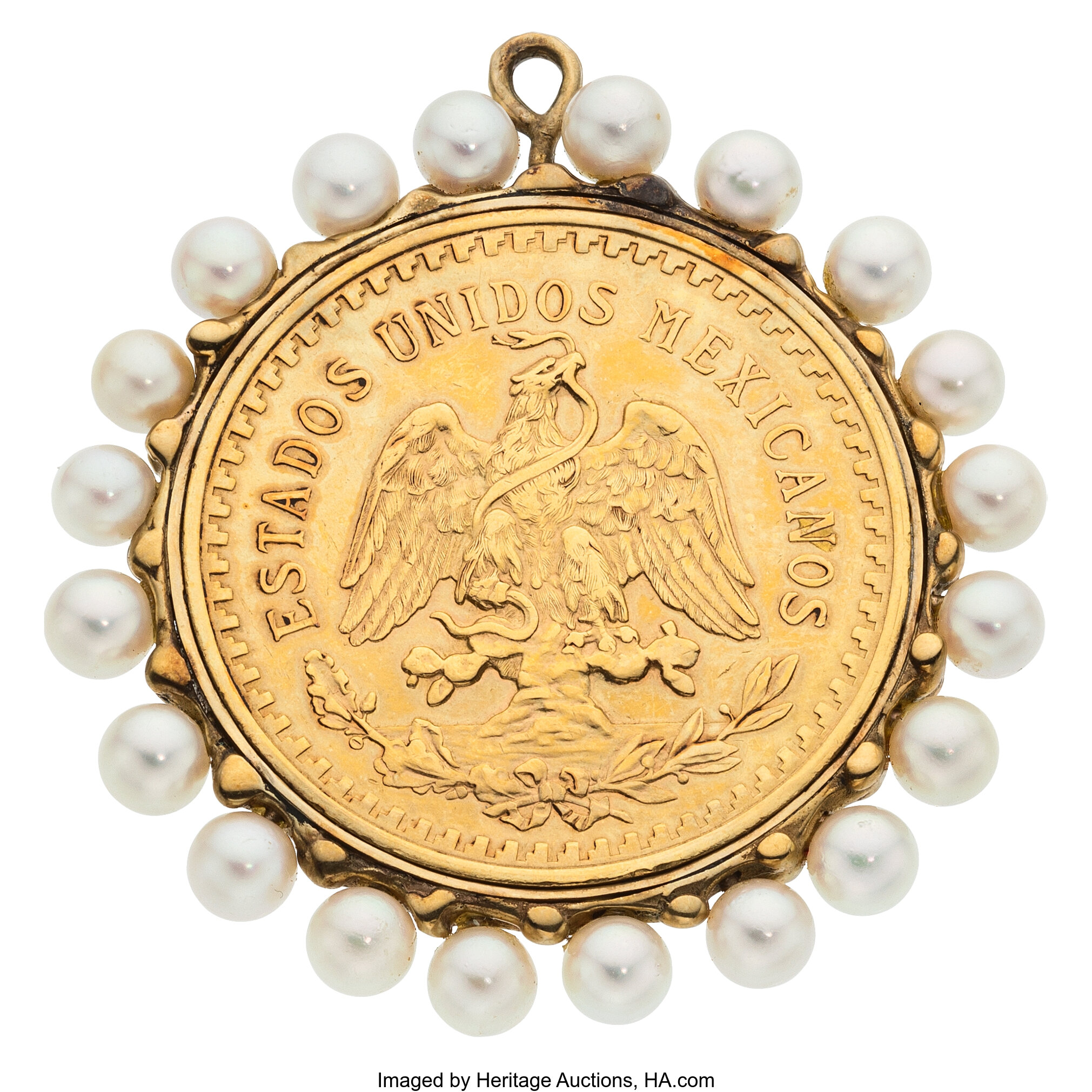 Gold Coin, Cultured Pearl, Gold Pendant. ... Estate Jewelry | Lot ...