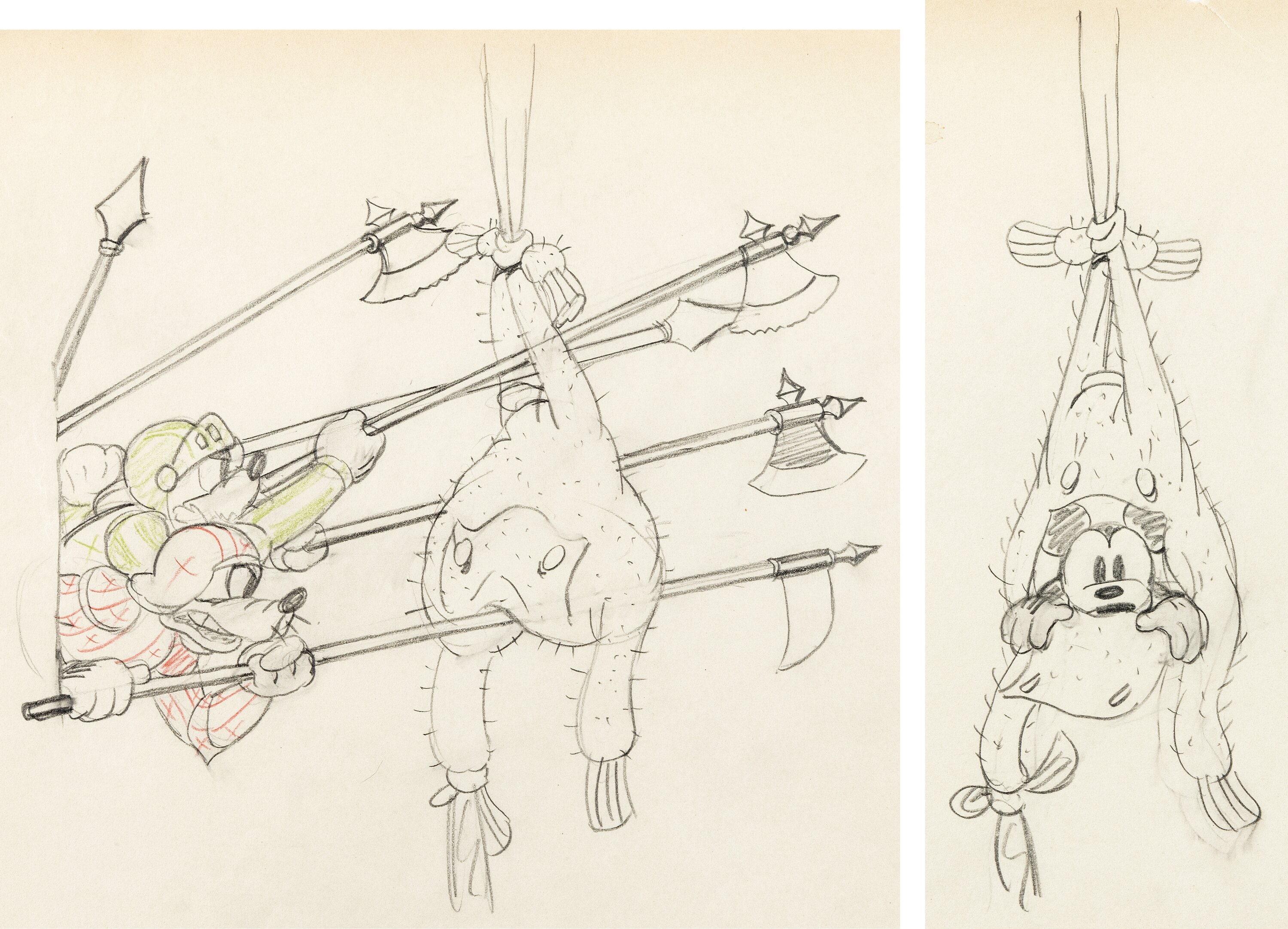 Ye Olden Days Guards and Mickey Mouse Pair of Animation Drawing | Lot ...
