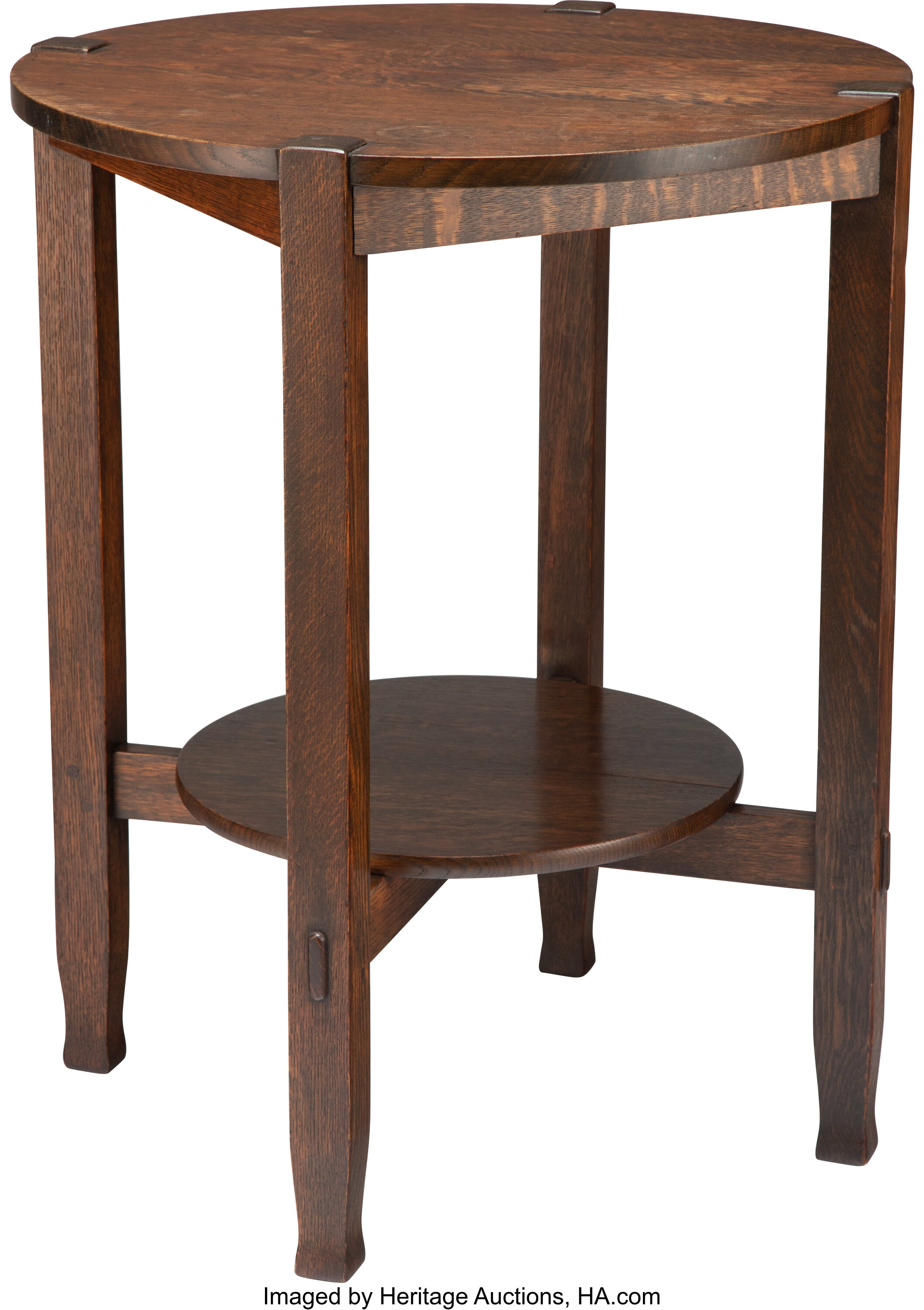 Stickley Brothers Oak Lamp Table, circa 1905 . Marks: (applied | Lot ...