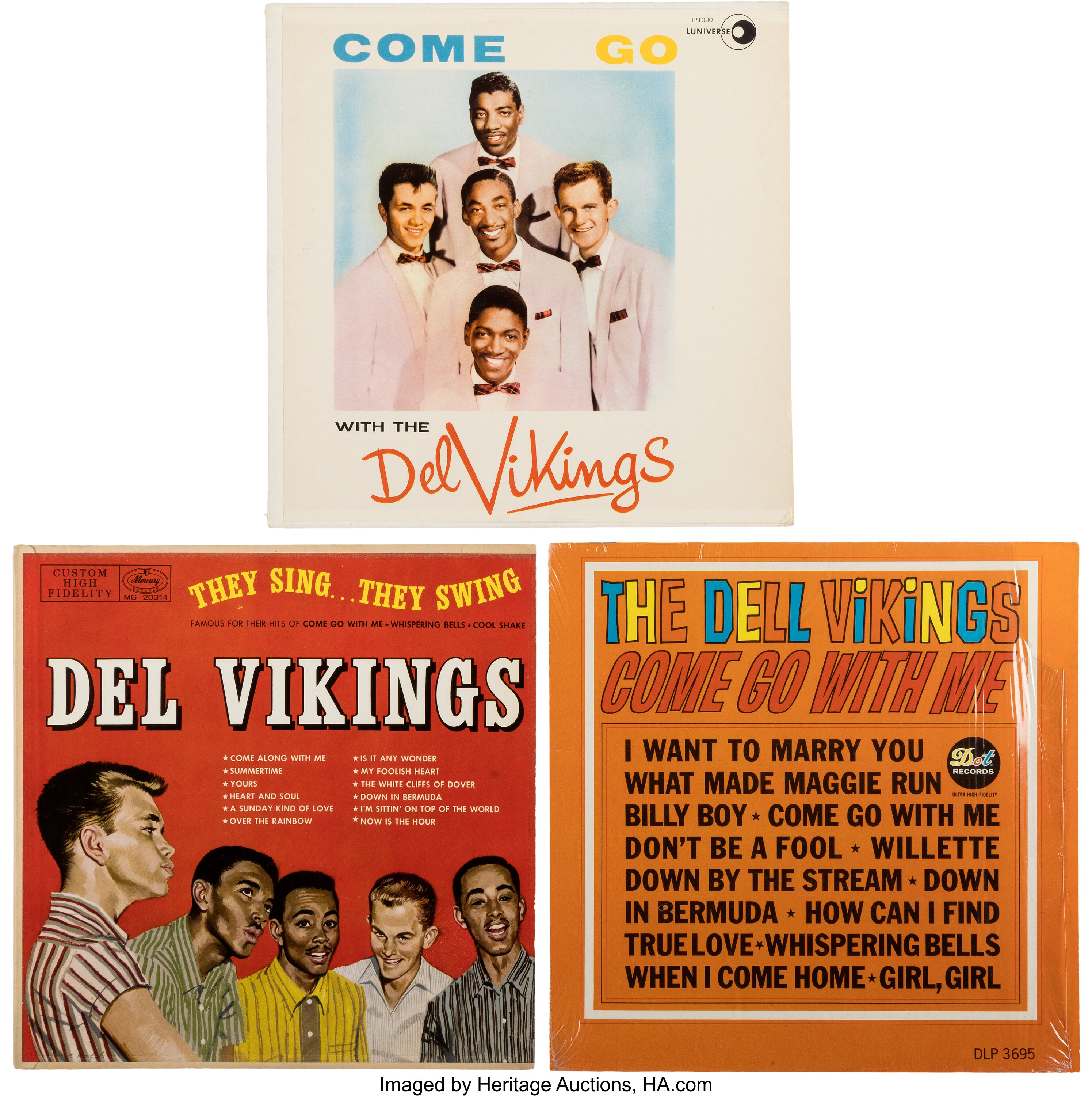 The Del Vikings Group of (3) LP Vinyl Records. ... Music Memorabilia ...