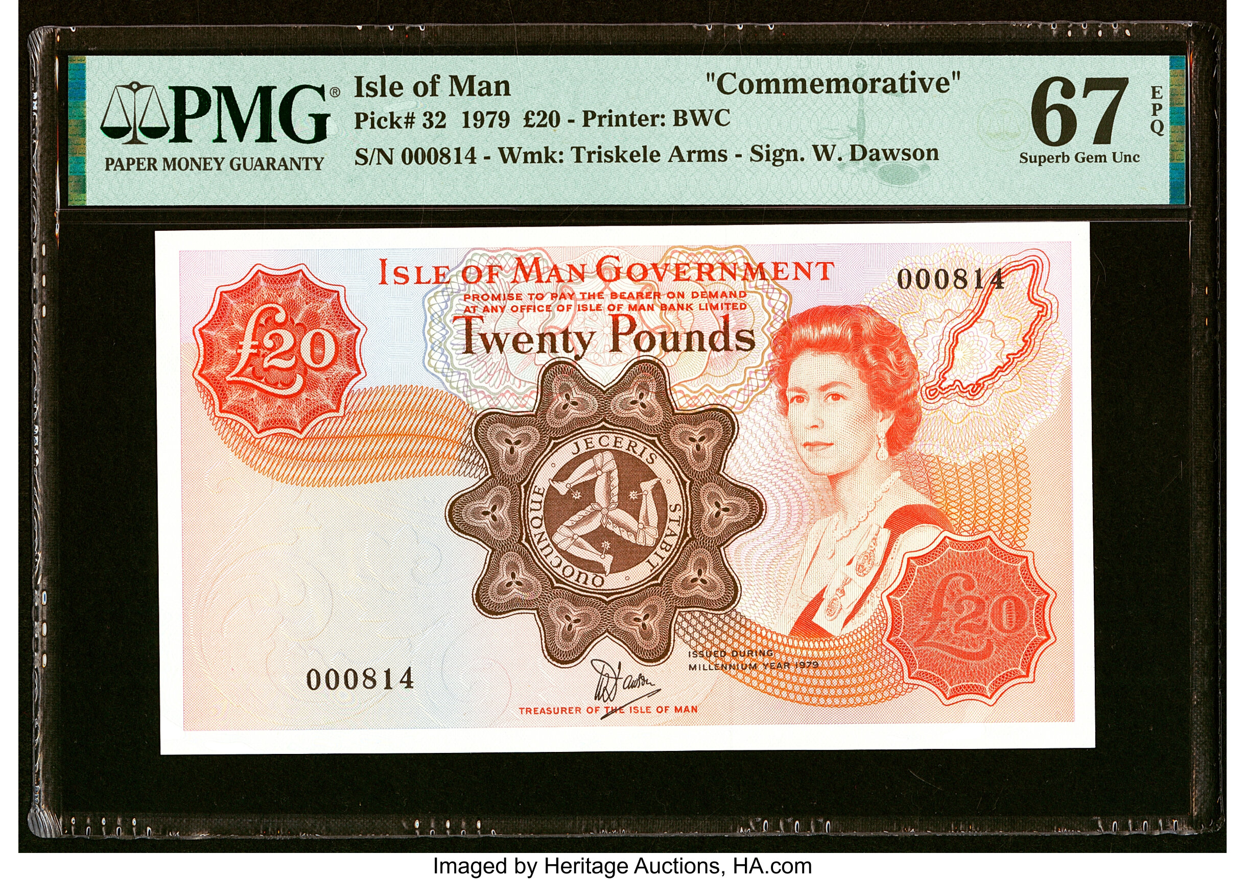 Isle Of Man Isle of Man Government 20 Pounds 1979 Pick 32 | Lot #87082 ...