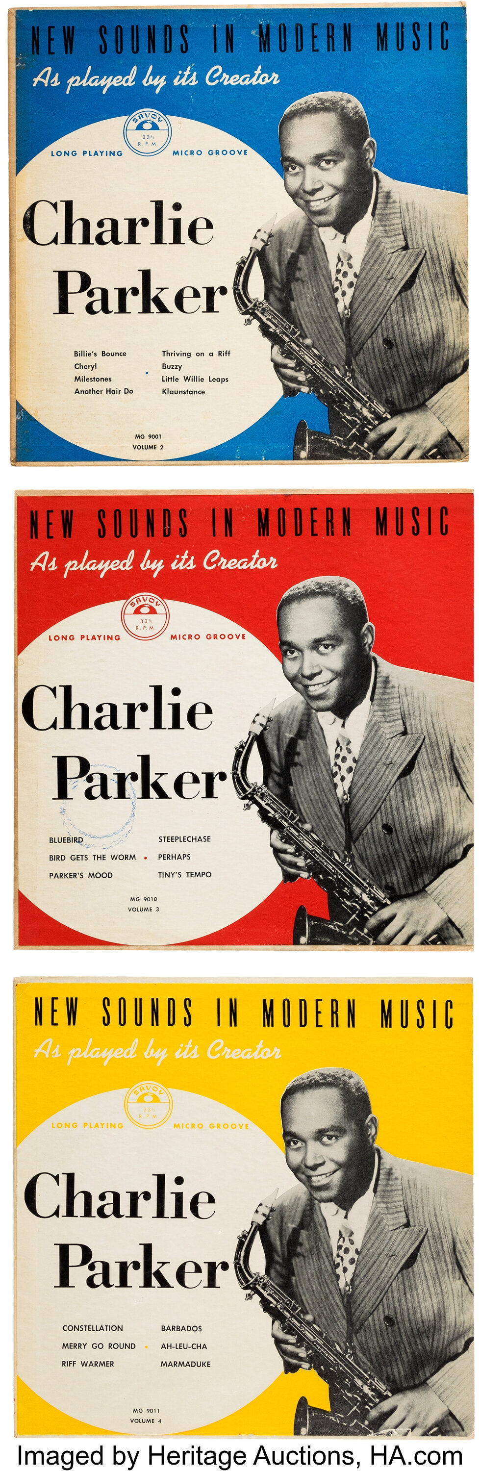 Charlie Parker Group of (3) Mono Savoy Jazz First Pressing 10-Inch ...