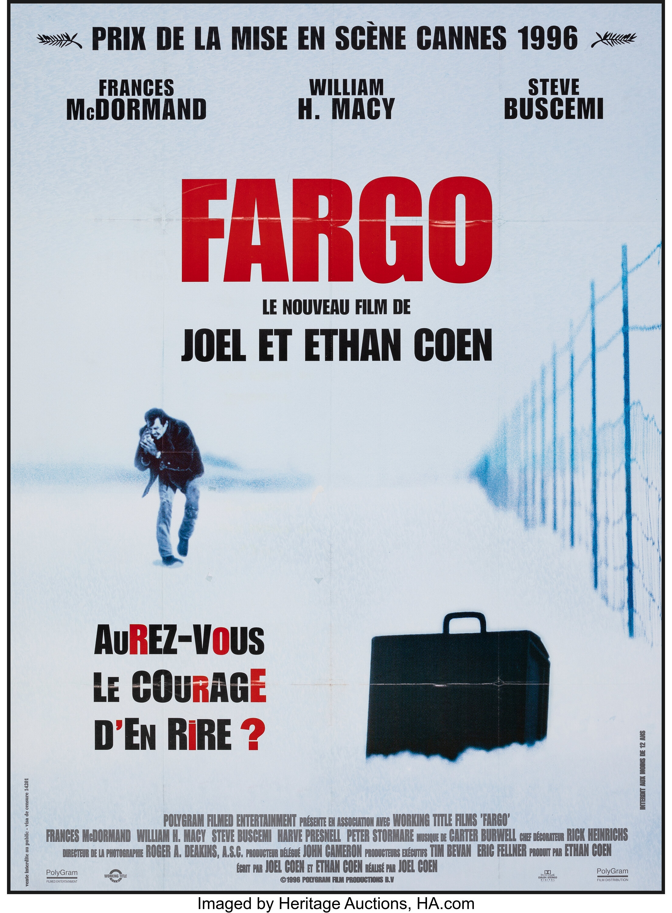 Fargo (Polygram, 1996). Folded, Very Fine. French Grande (45.5" X | Lot ...