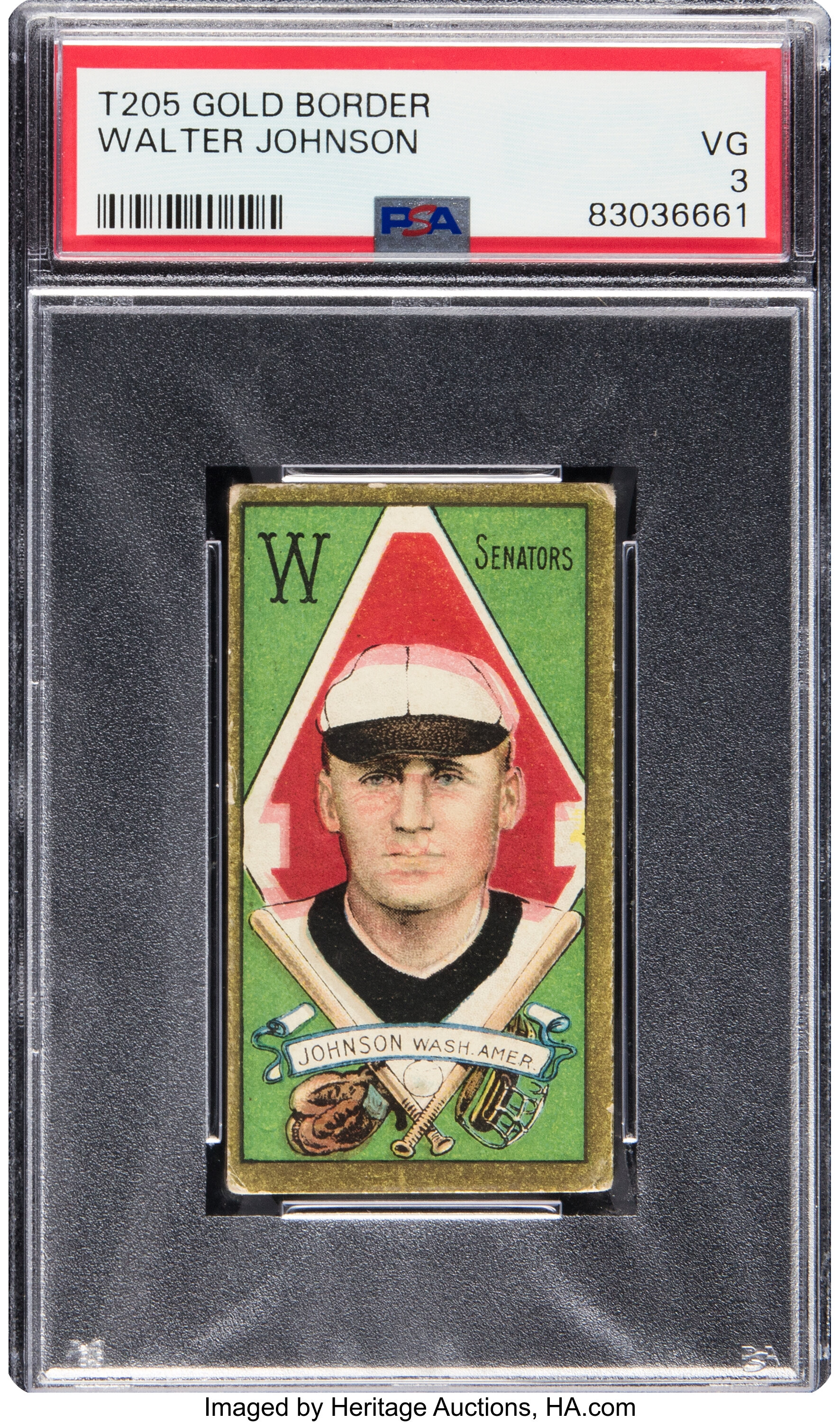 1911 T205 Sovereign Walter Johnson PSA VG 3 -- From The Ramsburg | Lot ...