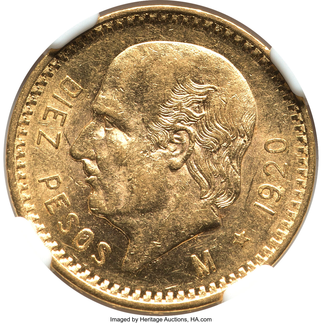 Mexico: Estados Unidos gold 10 Pesos 1920-M MS63 NGC,... Mexico | Lot ...